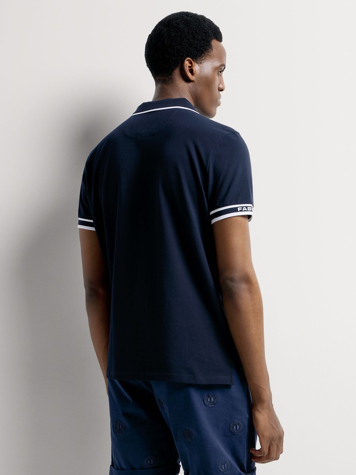 Fabiani Men's Navy Tipped Collar Polo Golfer - Bash.com