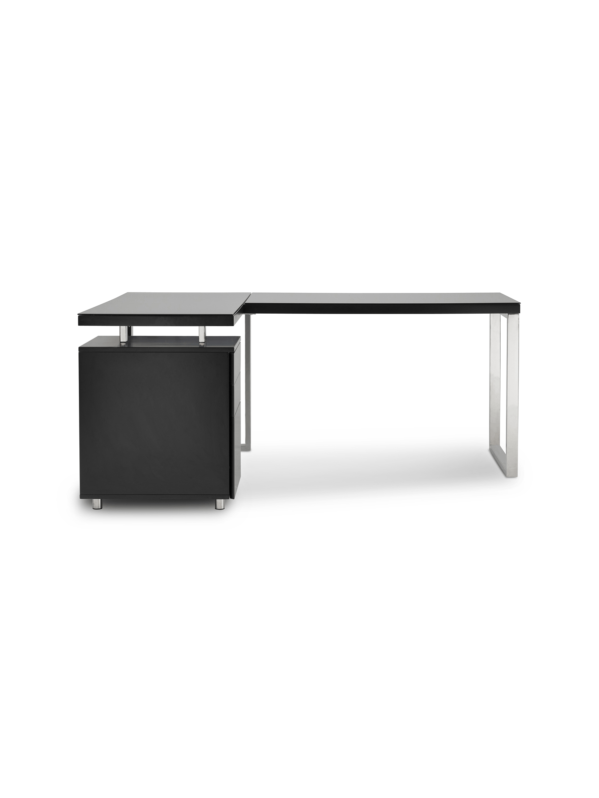 Manchester Corner Office Desk Black And Chrome | Bash