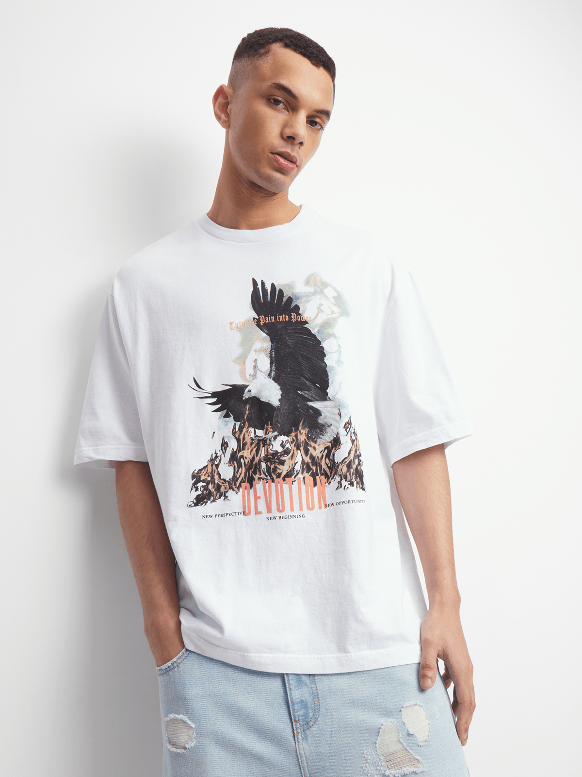 The FIX Men's White Devotion Eagle Graphic Top | Bash