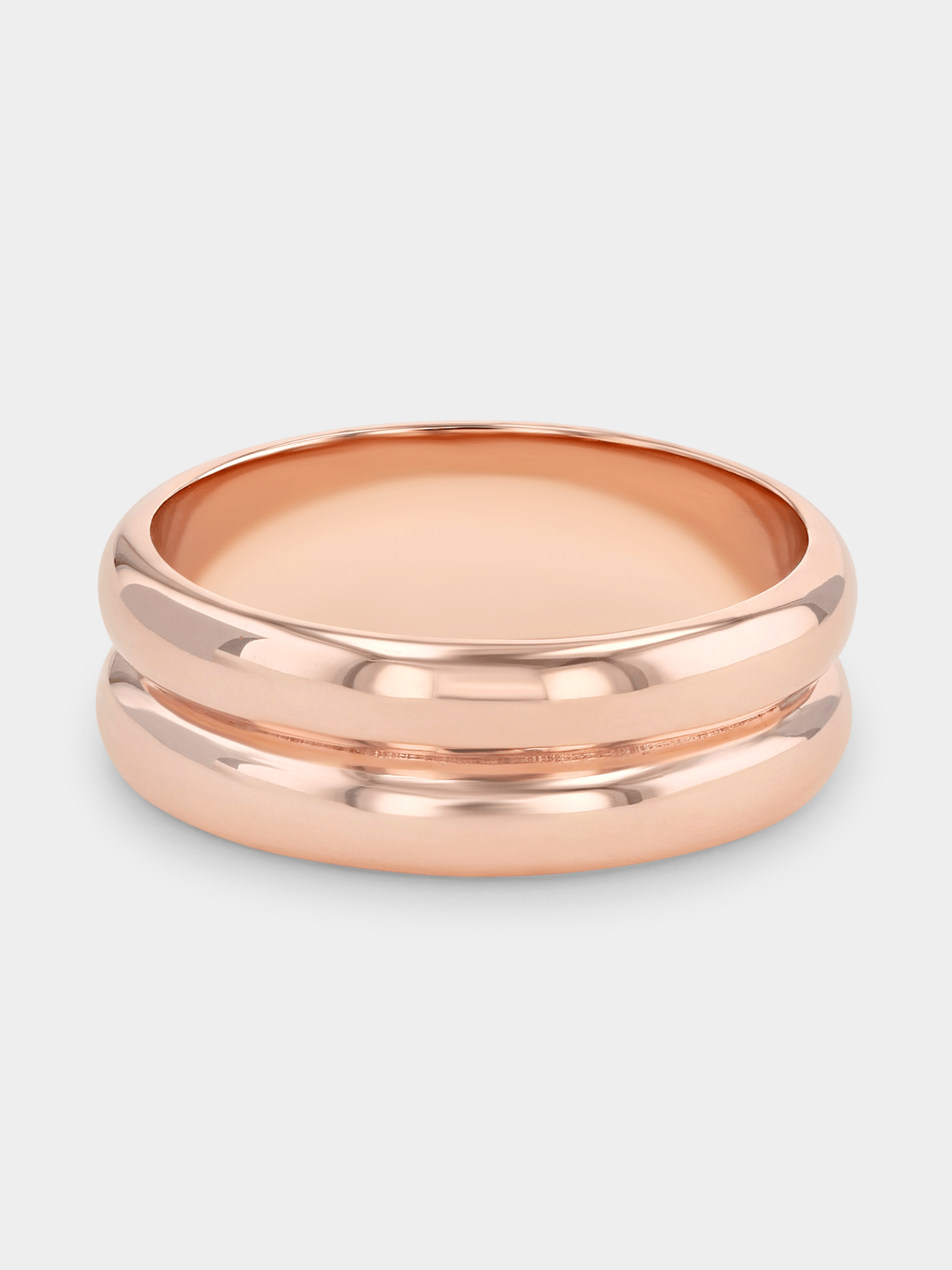Rose Plated Sterling Silver Indented Dual Band Ring | Bash