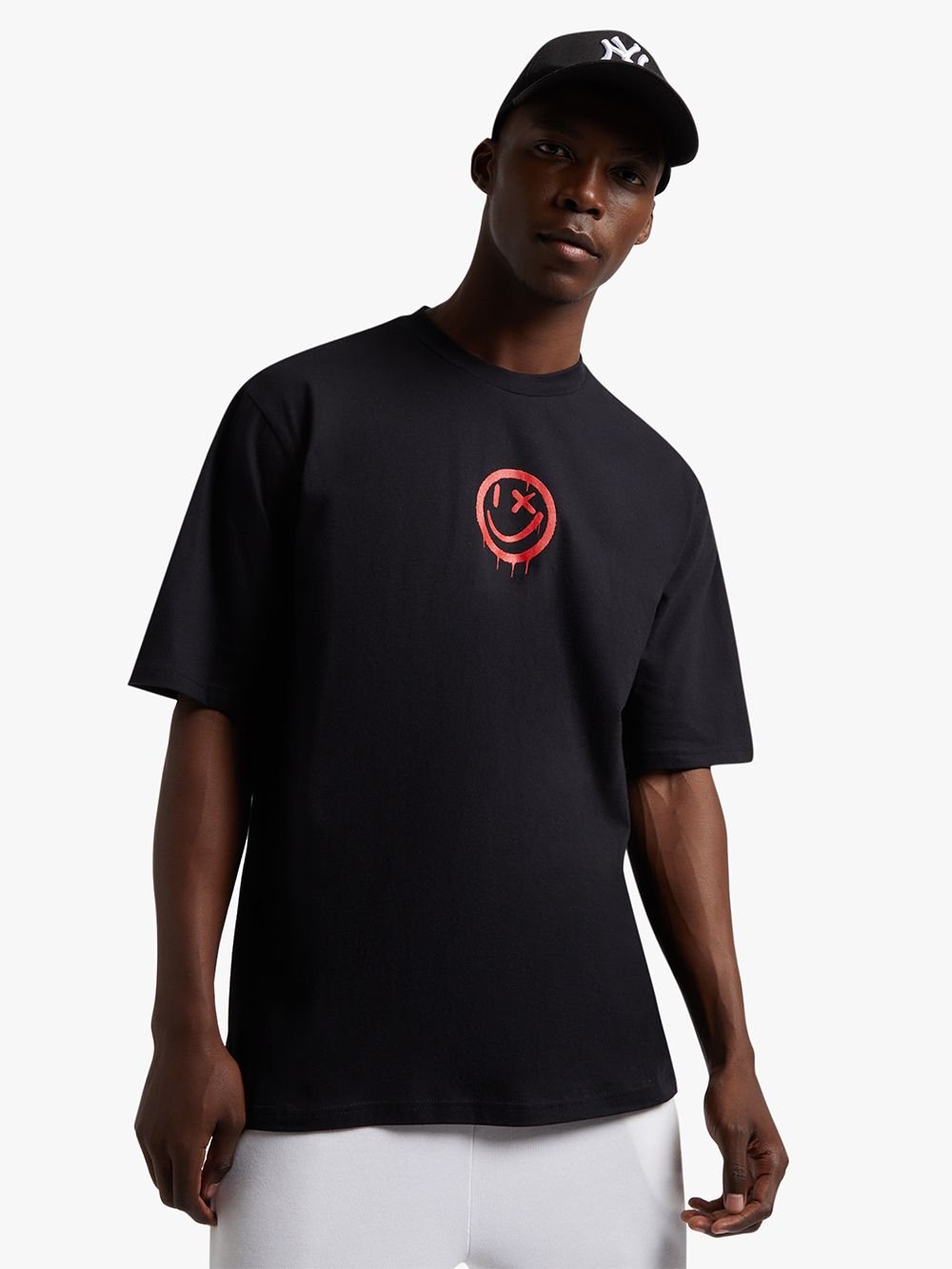 Men's Black Doodle Face Graphic Top | Bash