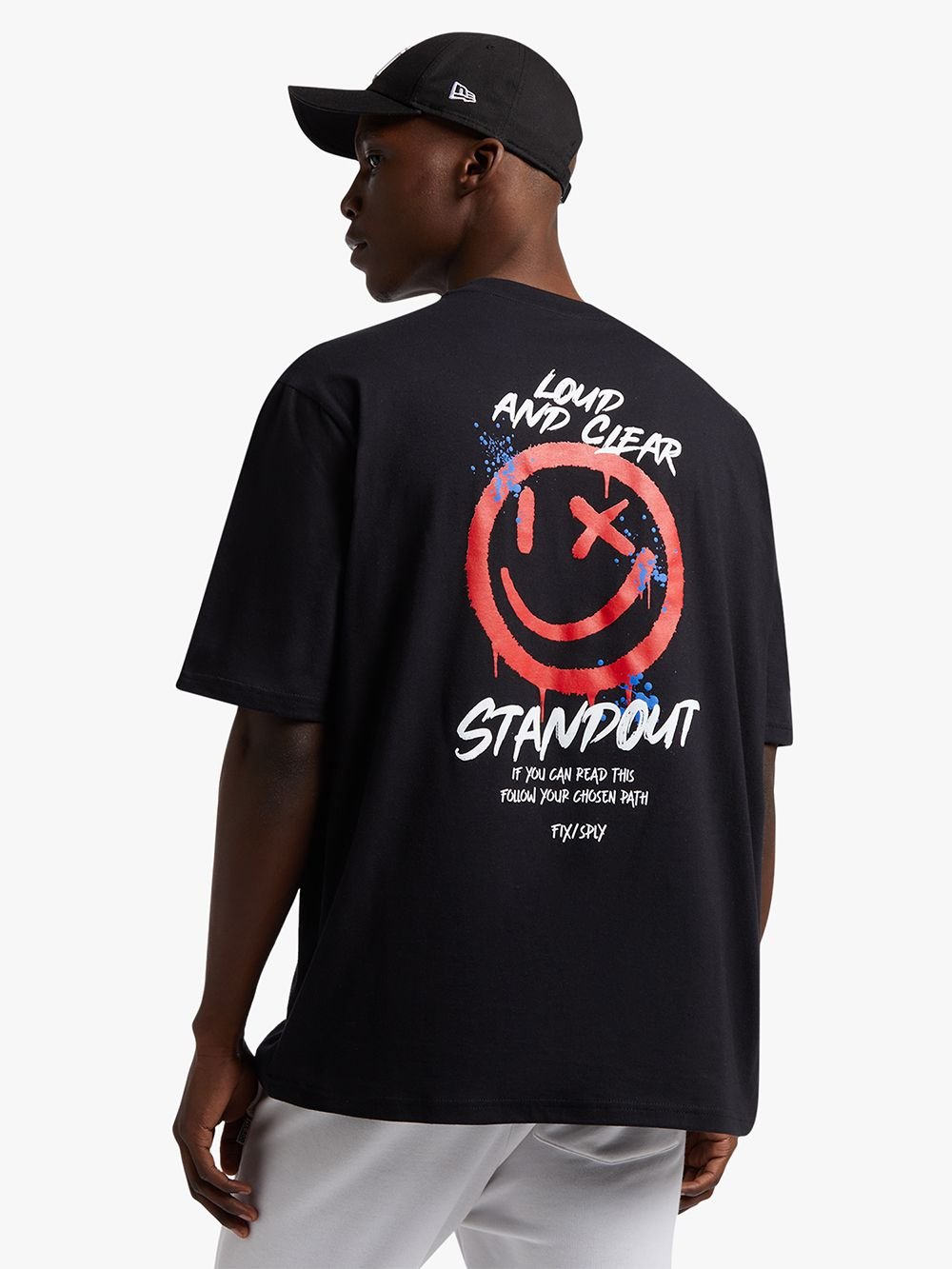 Men's Black Doodle Face Graphic Top | Bash