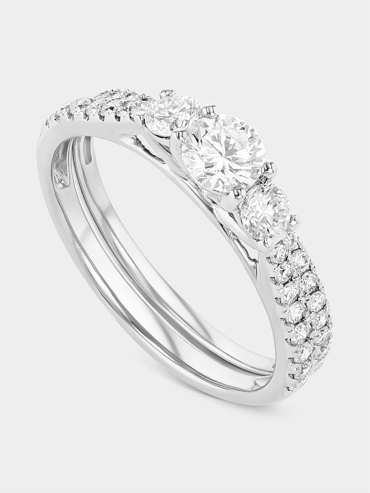 White Gold 0.9ct Lab Grown Diamond Trilogy Twinset Ring | Bash