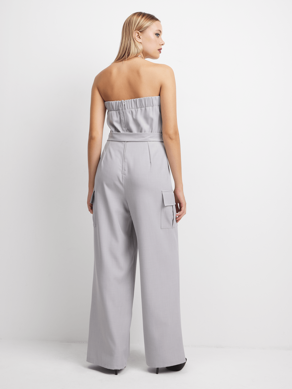 The FIX Women's Tailored Grey Belted Jumpsuit | Bash