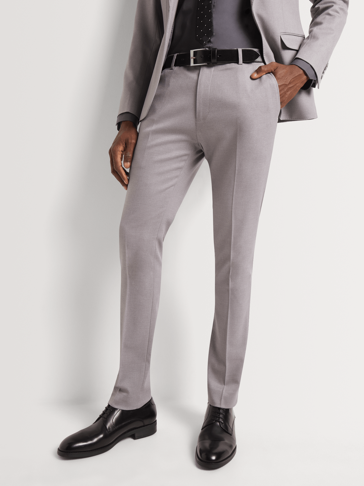 Markham Men's Skinny Twill Weave Grey Suit Trouser | Bash