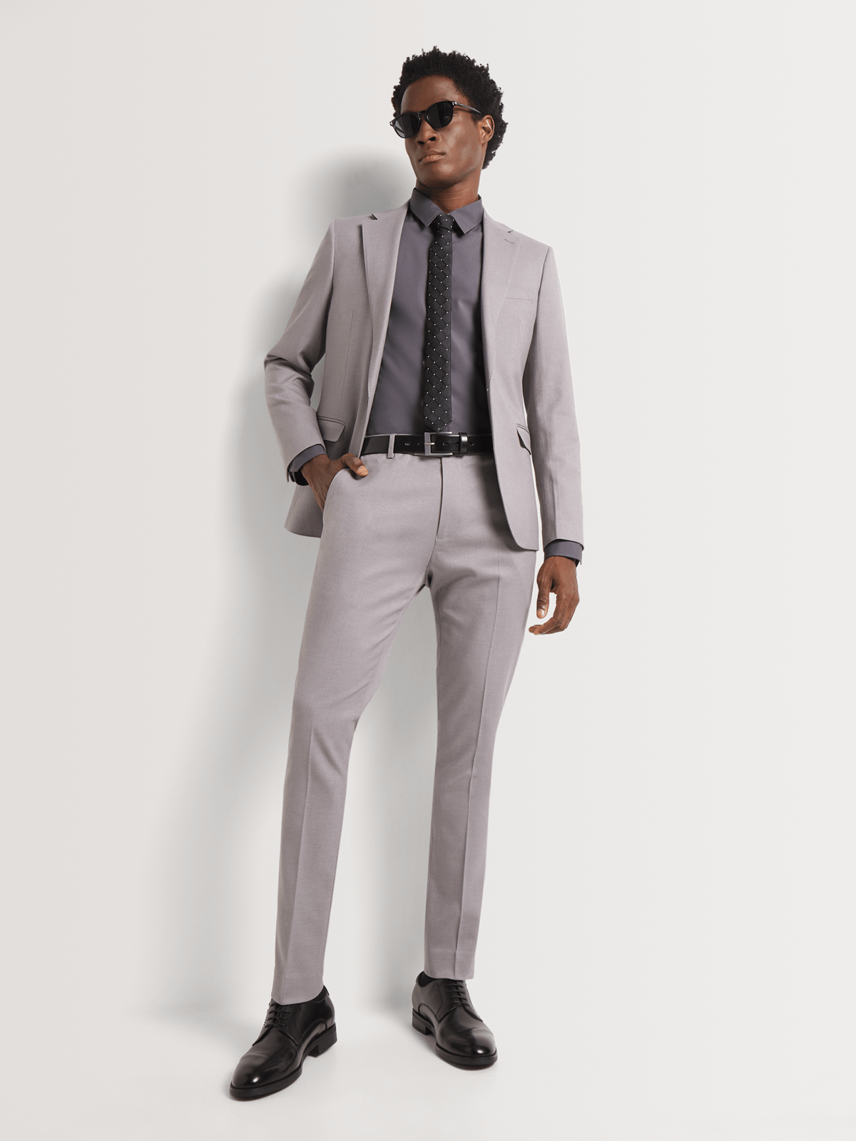 Markham Men's Skinny Twill Weave Grey Suit Trouser | Bash