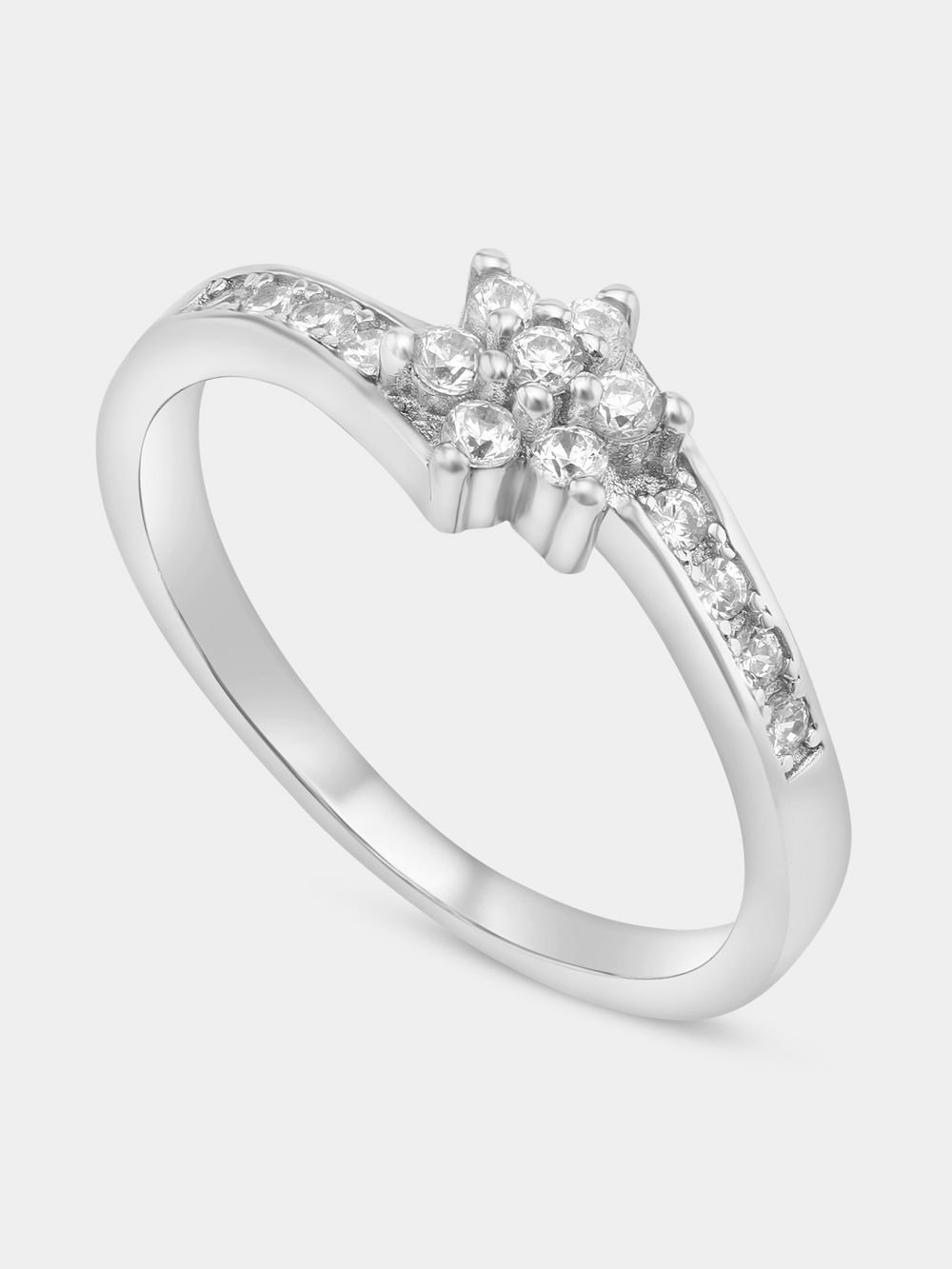 Sterling Silver Cubic Zirconia Flower Embrace Ring | Bash