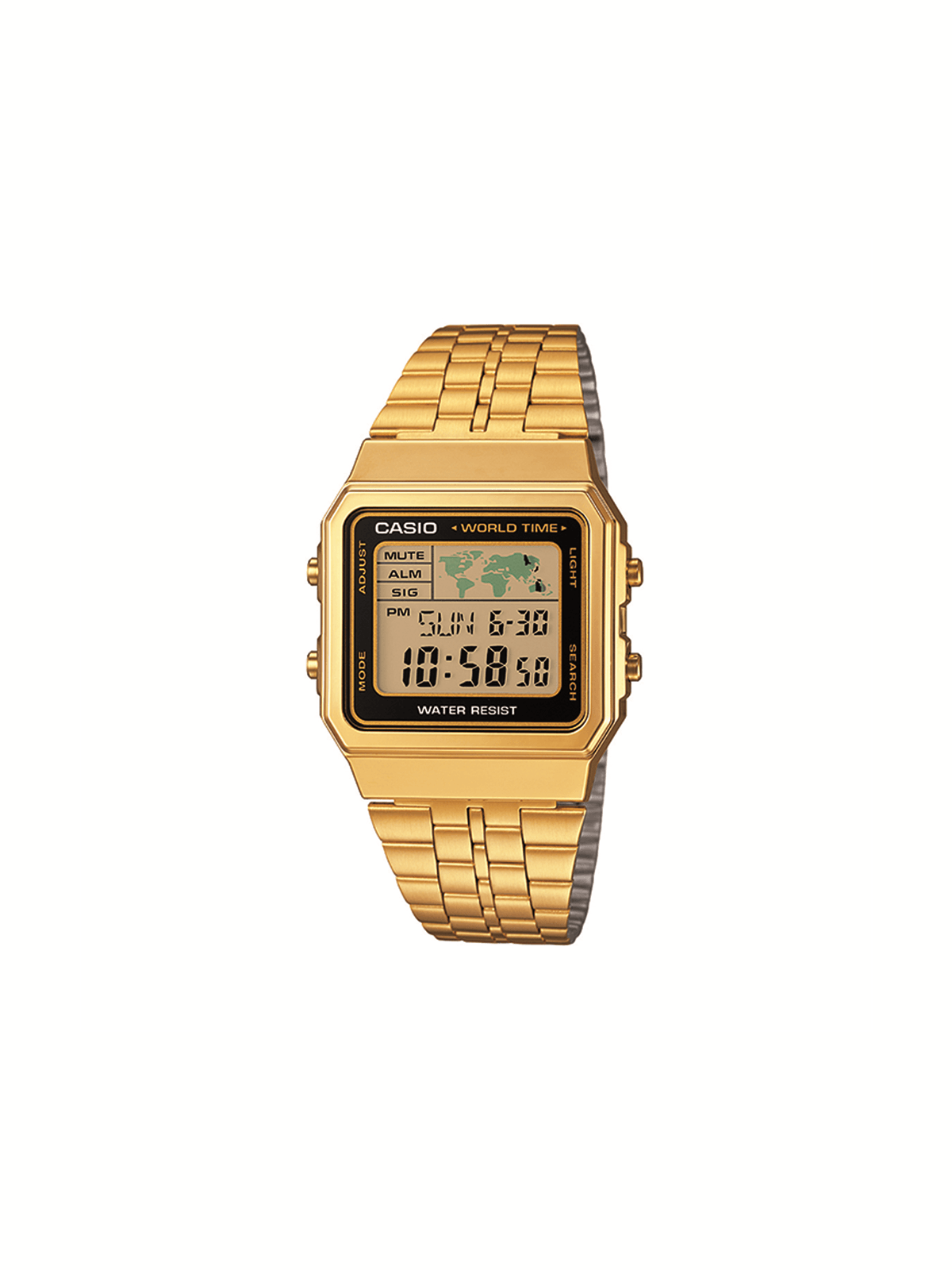 Casio Retro Digital World Time Gold Plated Stainless Steel Watch | Bash
