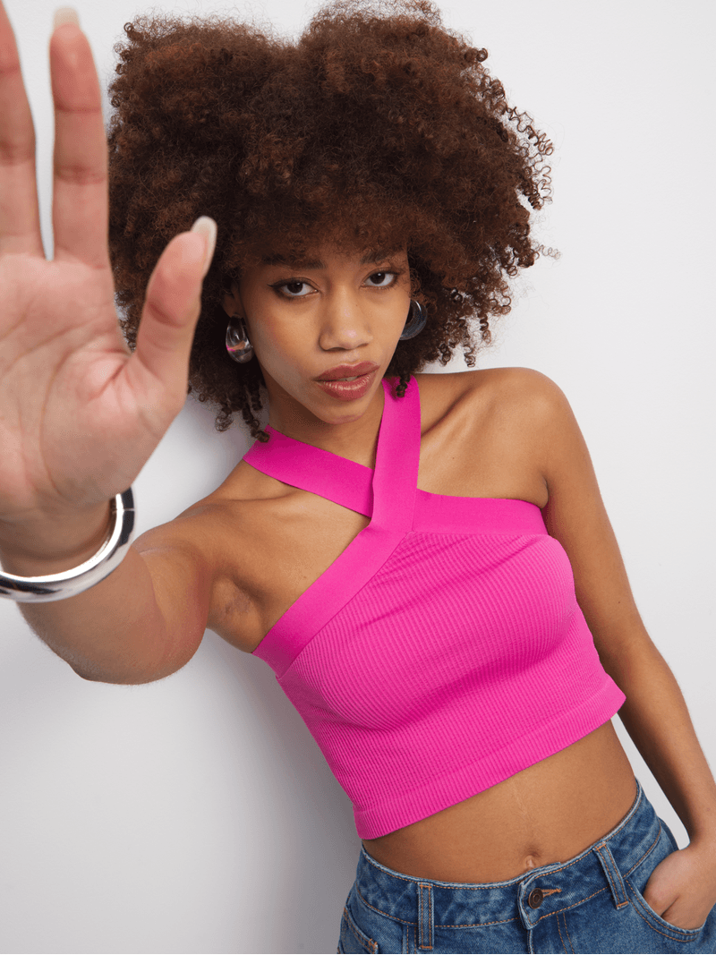 Women's Pink Cross Over Halter Cami | Bash