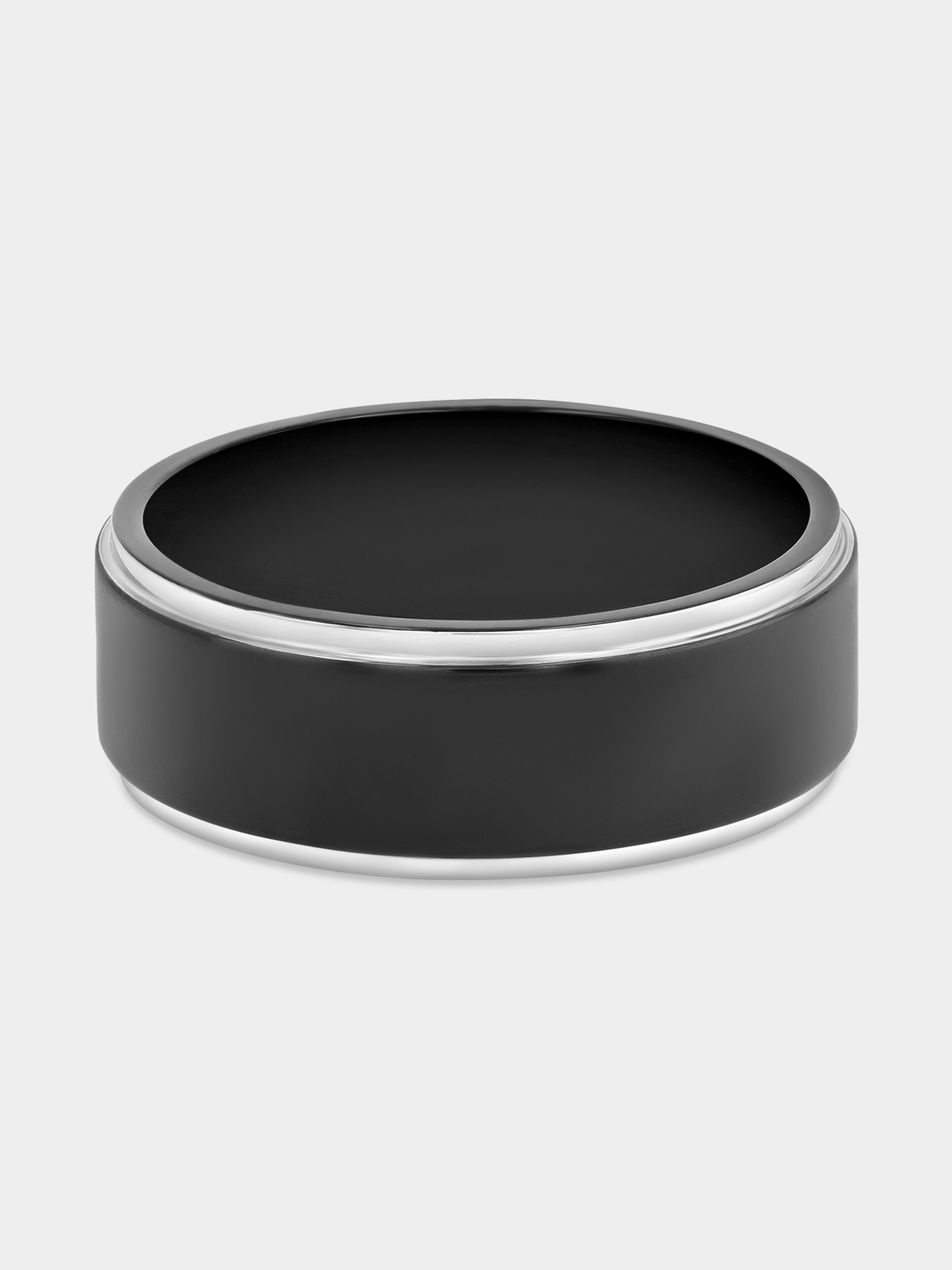 Black Plated Tungsten Bevelled Edge Two-Tone Ring | Bash