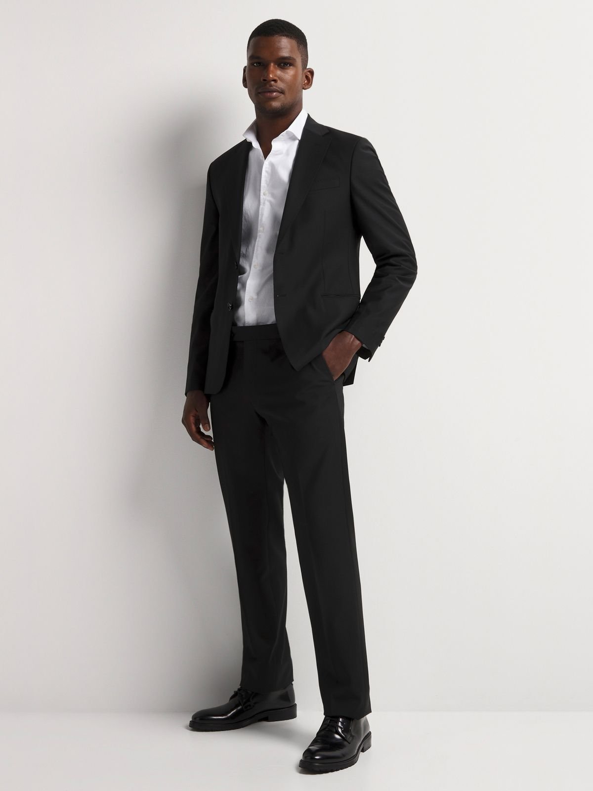 Fabiani Men's Black Wool Suit Jacket | Bash