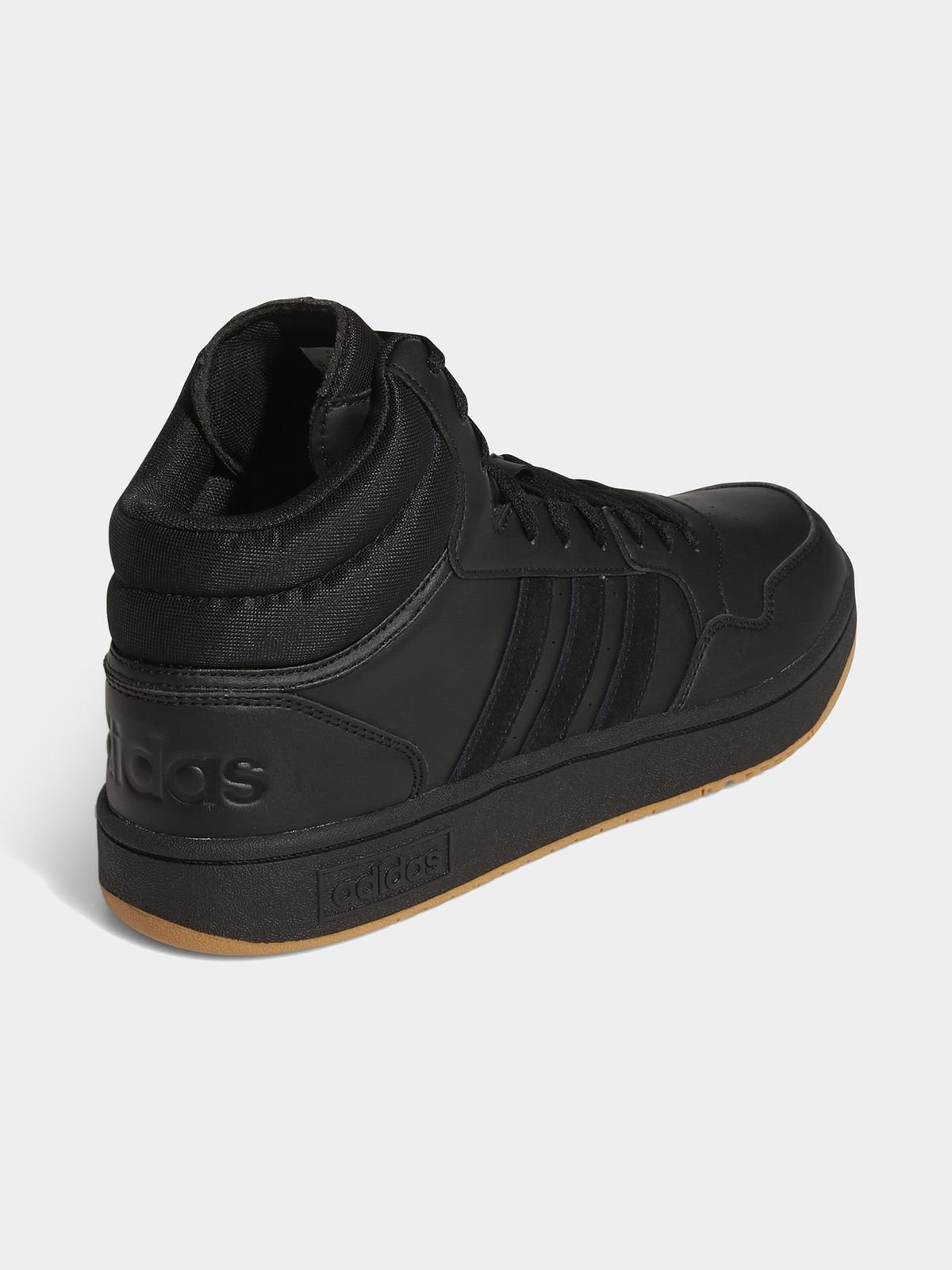 Mens adidas Hoops 3.0 Mid Black/Gum Sneaker | Bash