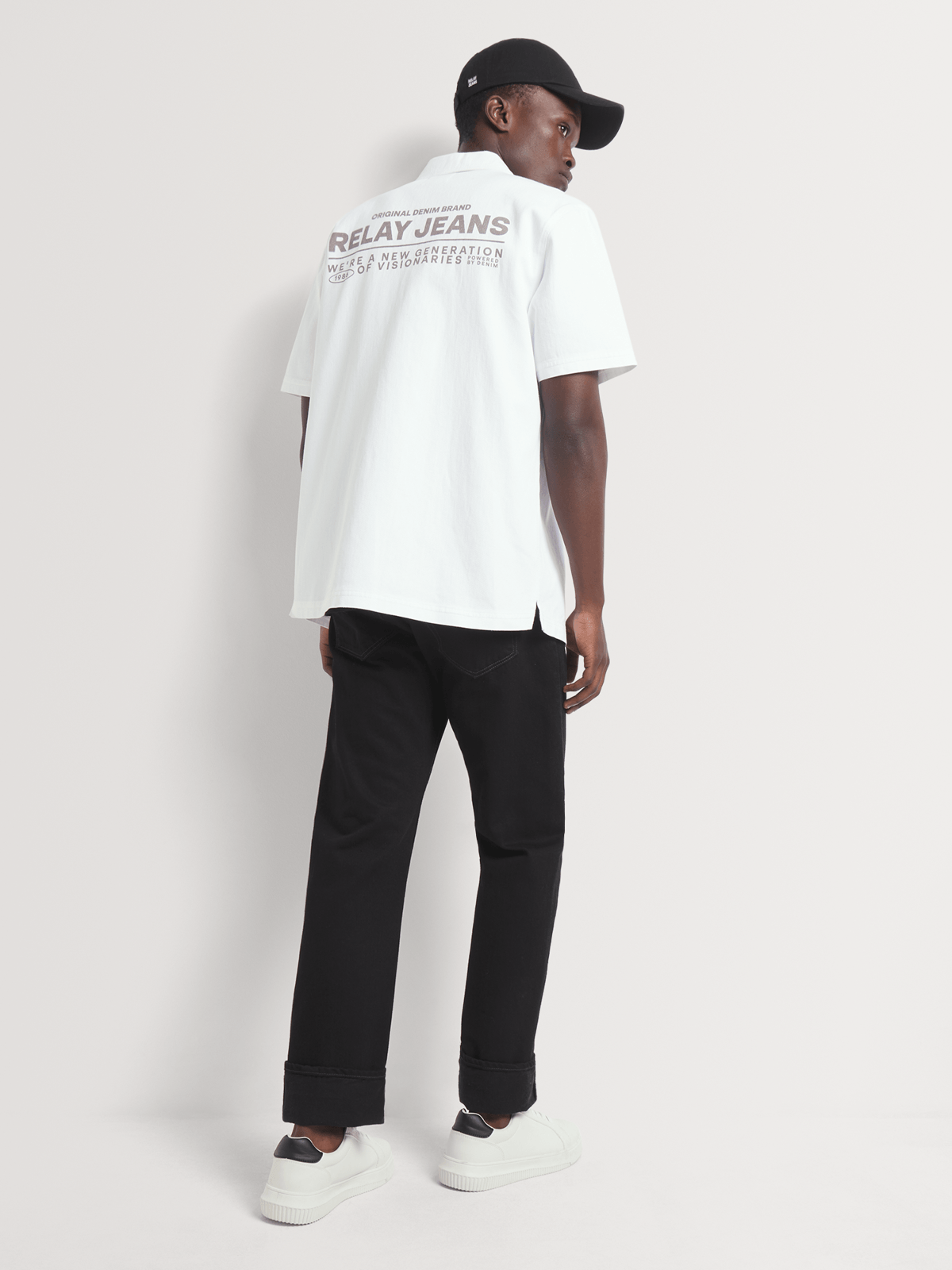 Men's Relay Jeans Back Print Twill Milk Shirt | Bash