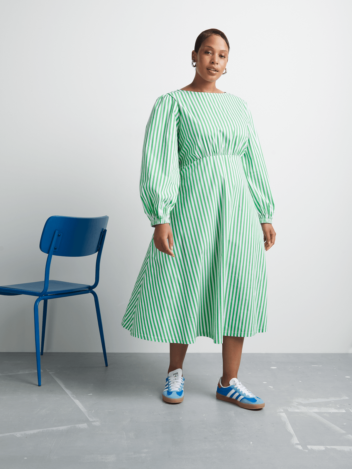 Women's Canvas Striped Slash Neck Fit & Flare Dress | Bash