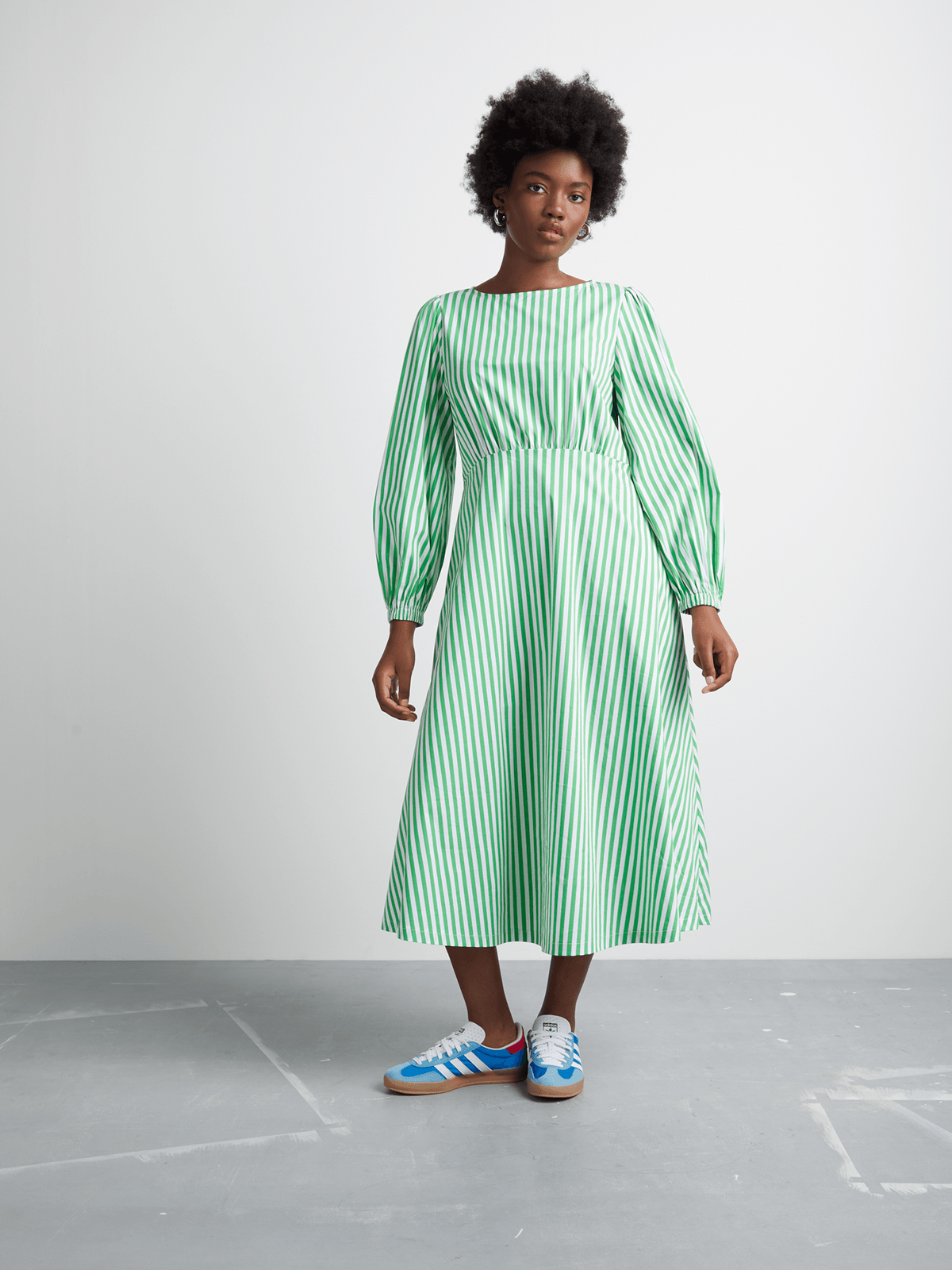 Women's Canvas Striped Slash Neck Fit & Flare Dress | Bash