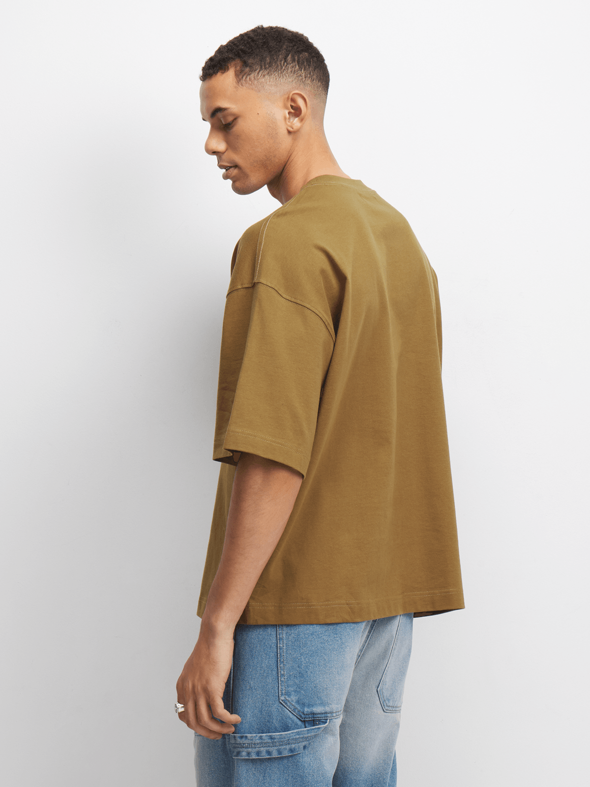 Redbat Men's Brown Boxy Graphic Cropped T-Shirt | Bash