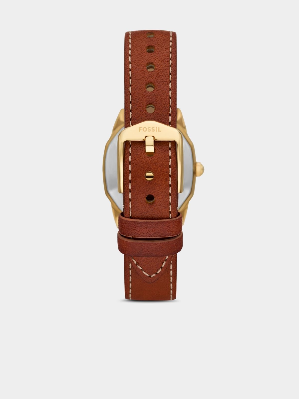 Fossil Harlow Cream Dial Gold Plated Brown Leather Watch | Bash