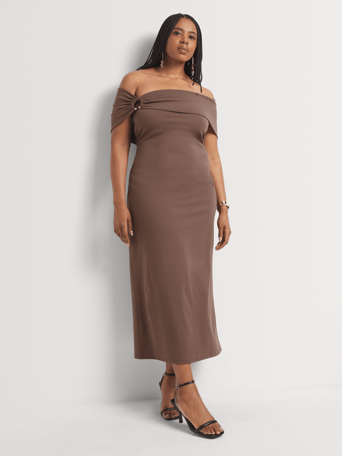 Bardot Draped Column Dress | Bash