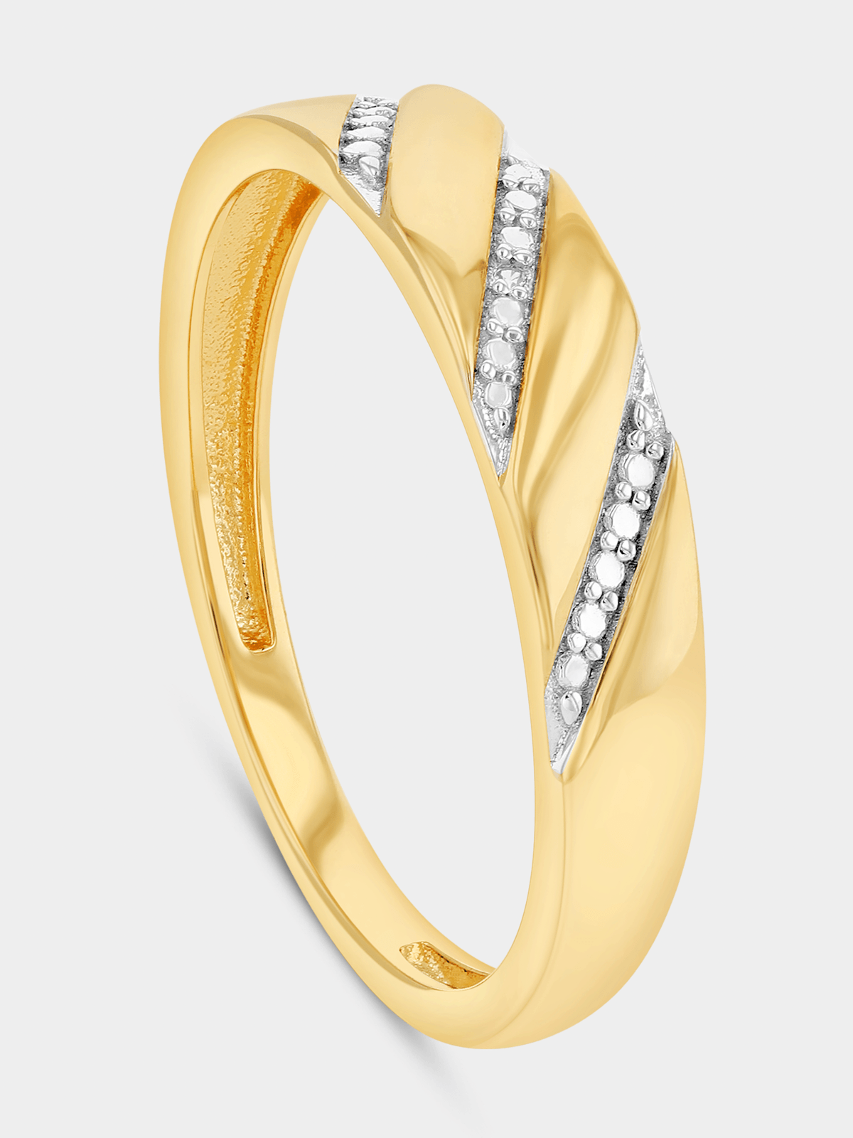 Yellow Gold Earth Grown Diamond Diagonal Stripes Ring | Bash