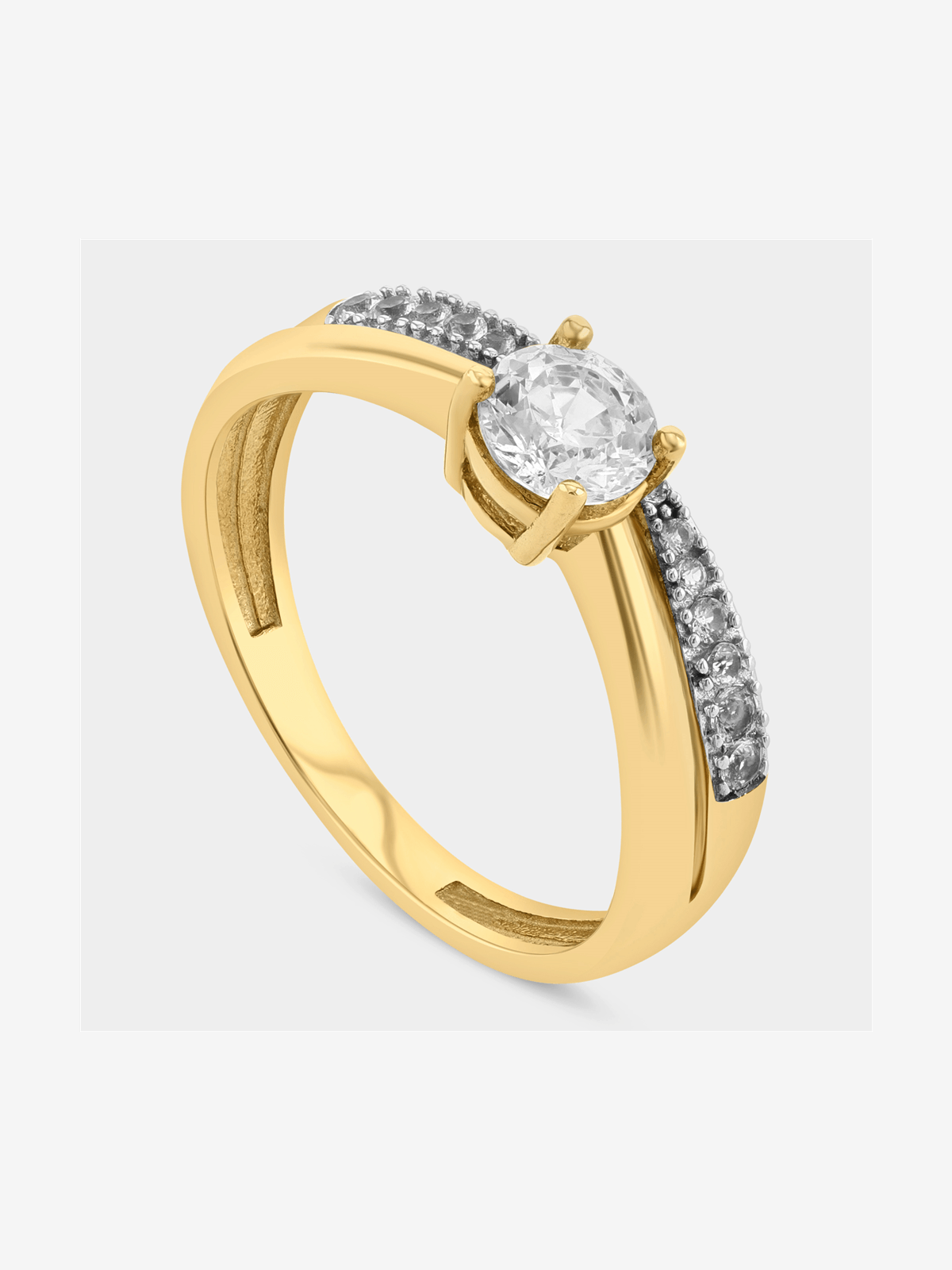 Yellow Gold Cubic Zirconia Solitaire Ring - Bash.com