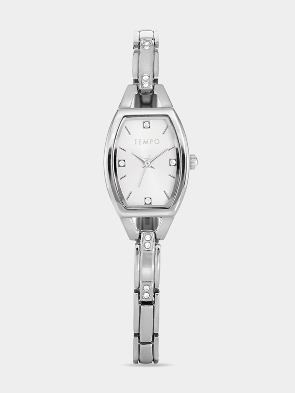 Tempo Woman's Silver Dial Silver Tone Bracelet Watch - Bash.com