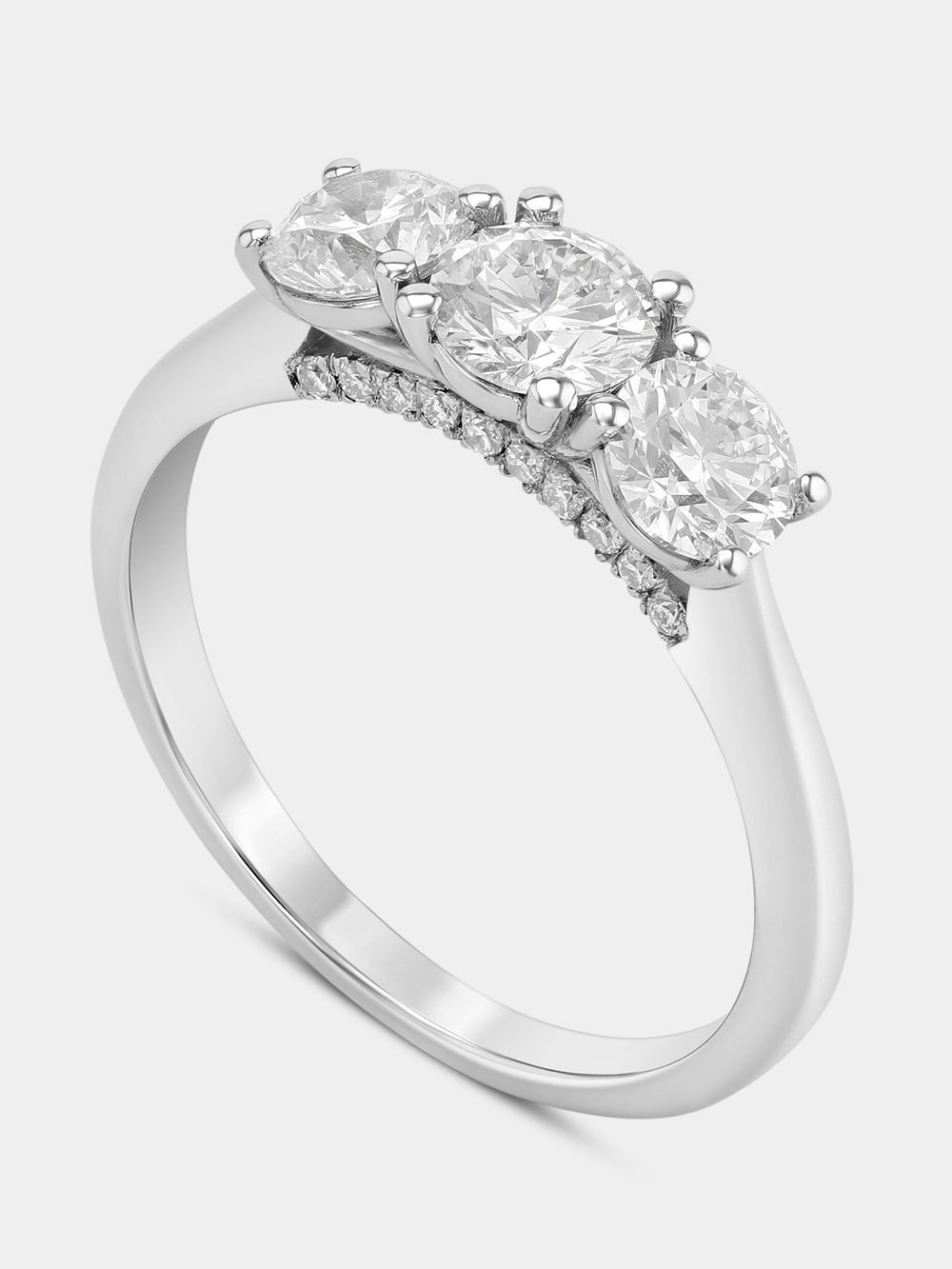 White Gold 1ct Lab Grown Diamond Trilogy Ring | Bash