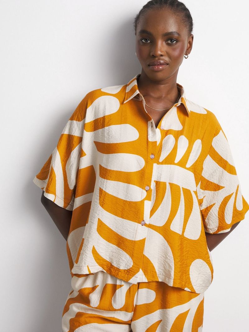 Women's Canvas Co-ord Printed Boxy Shirt - Bash.com