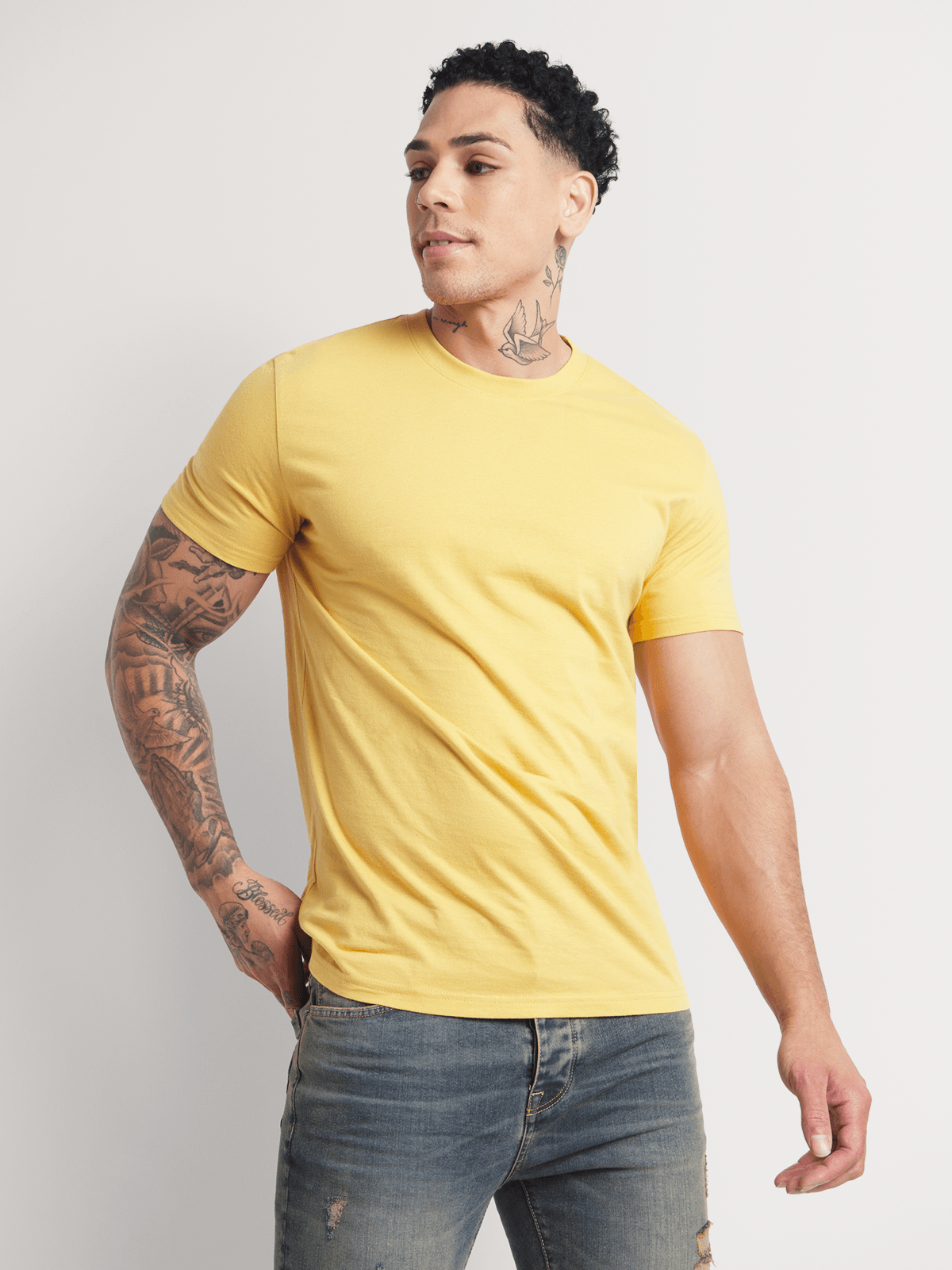 Men's Markham Crew Neck Yellow T-Shirt | Bash