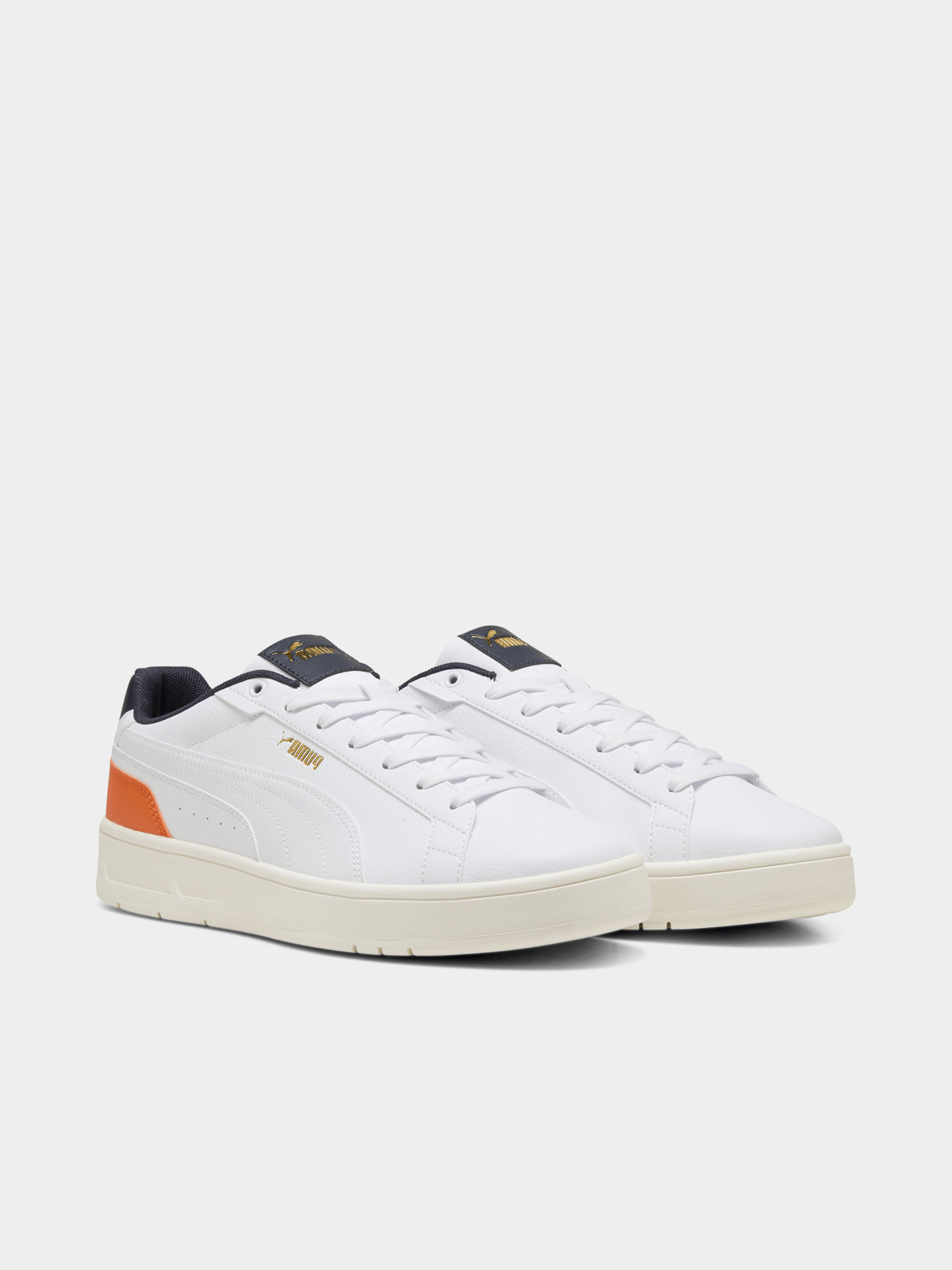 Mens Puma Court Classico White/Orange Sneaker | Bash