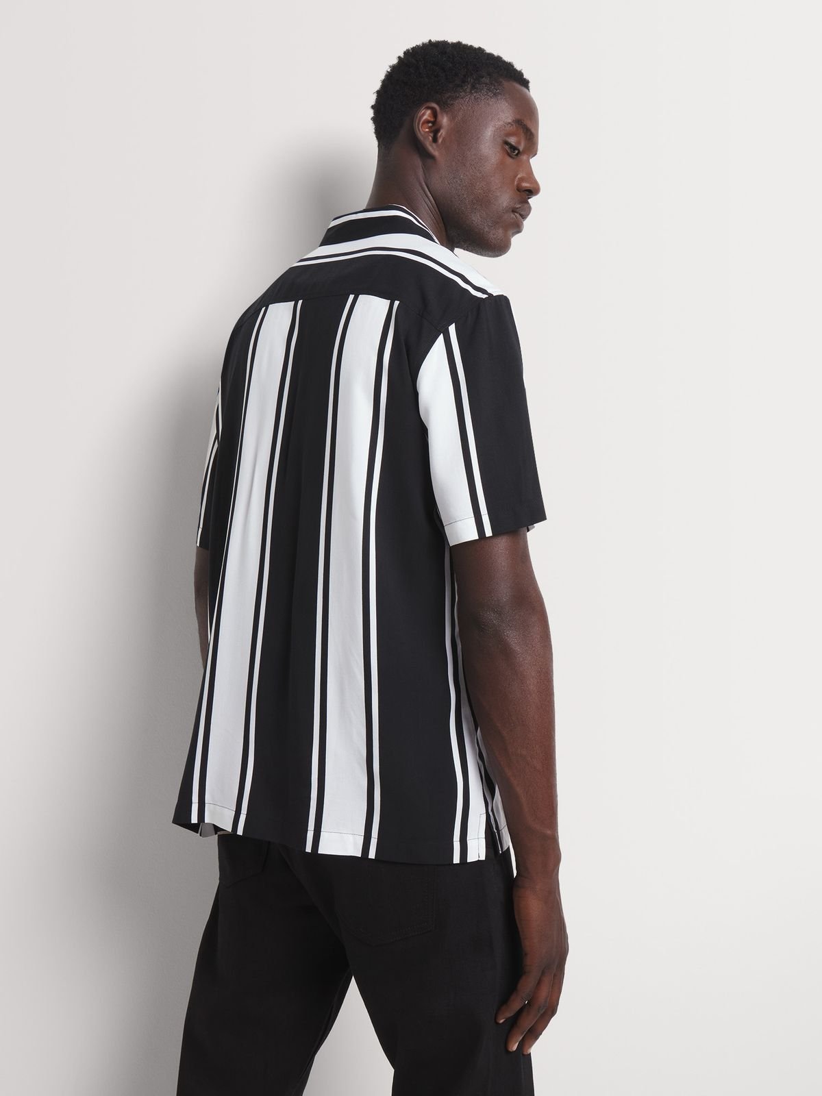 Men's Markham Stripe Viscose Black/White Shirt | Bash