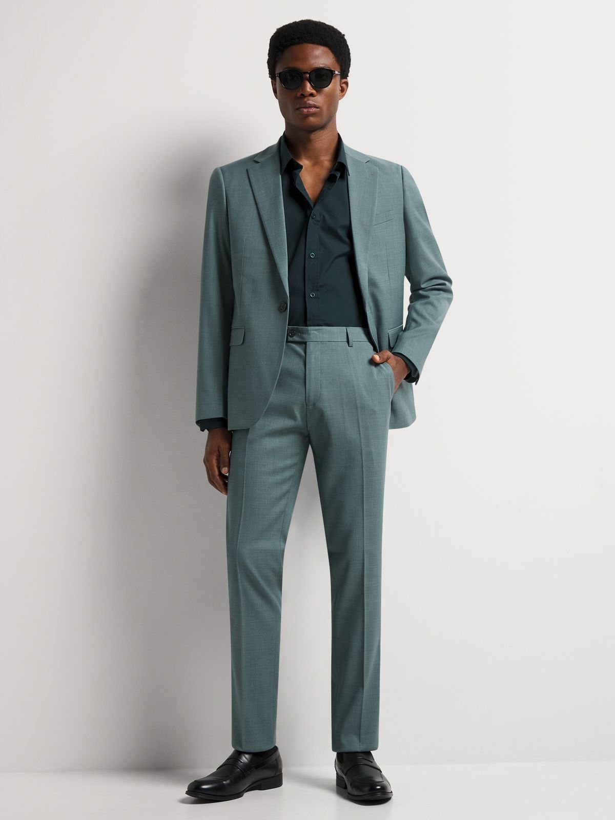 Markham Men's Slim Plain Green Suit Jacket | Bash