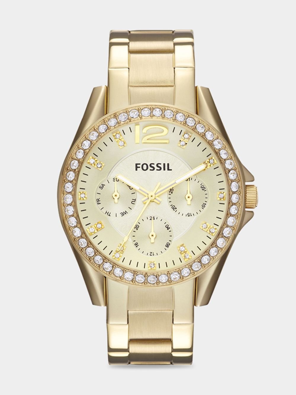 Fossil Riley Gold Plated Stainless Steel Multi-Dial Bracelet Watch | Bash
