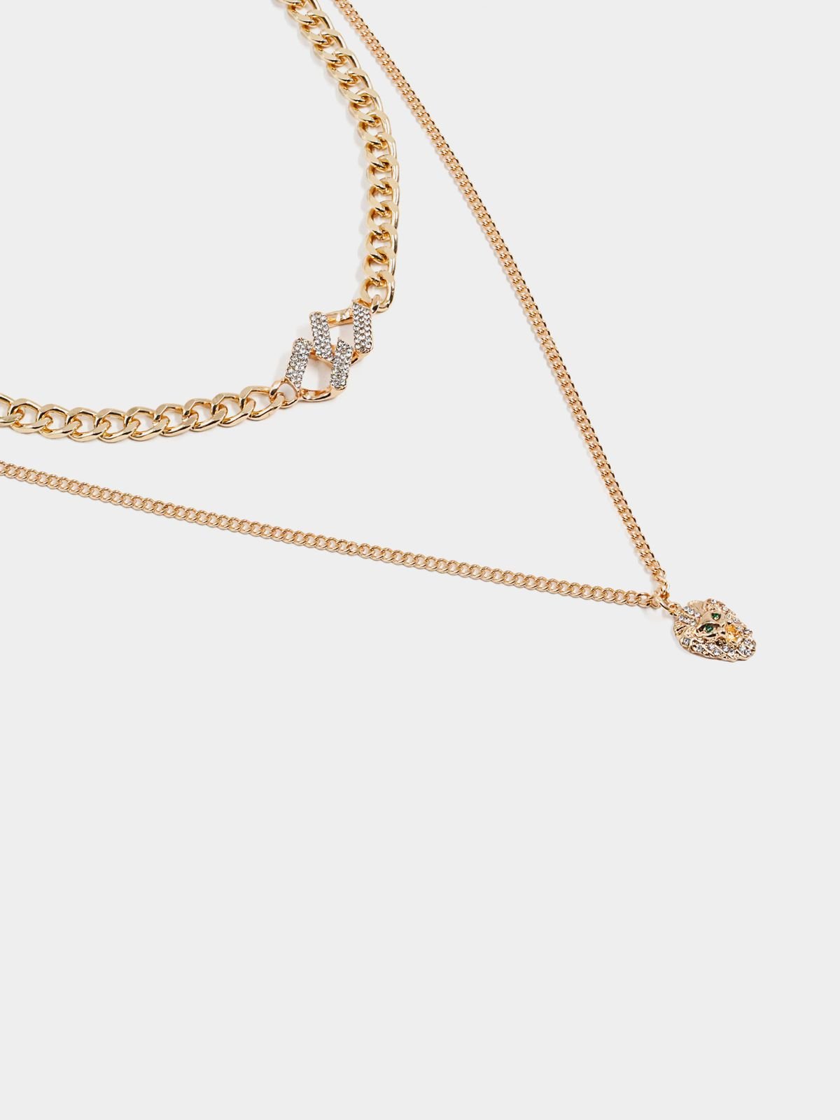 Men's Markham Crystal Lion & Link Gold Necklace Set | Bash