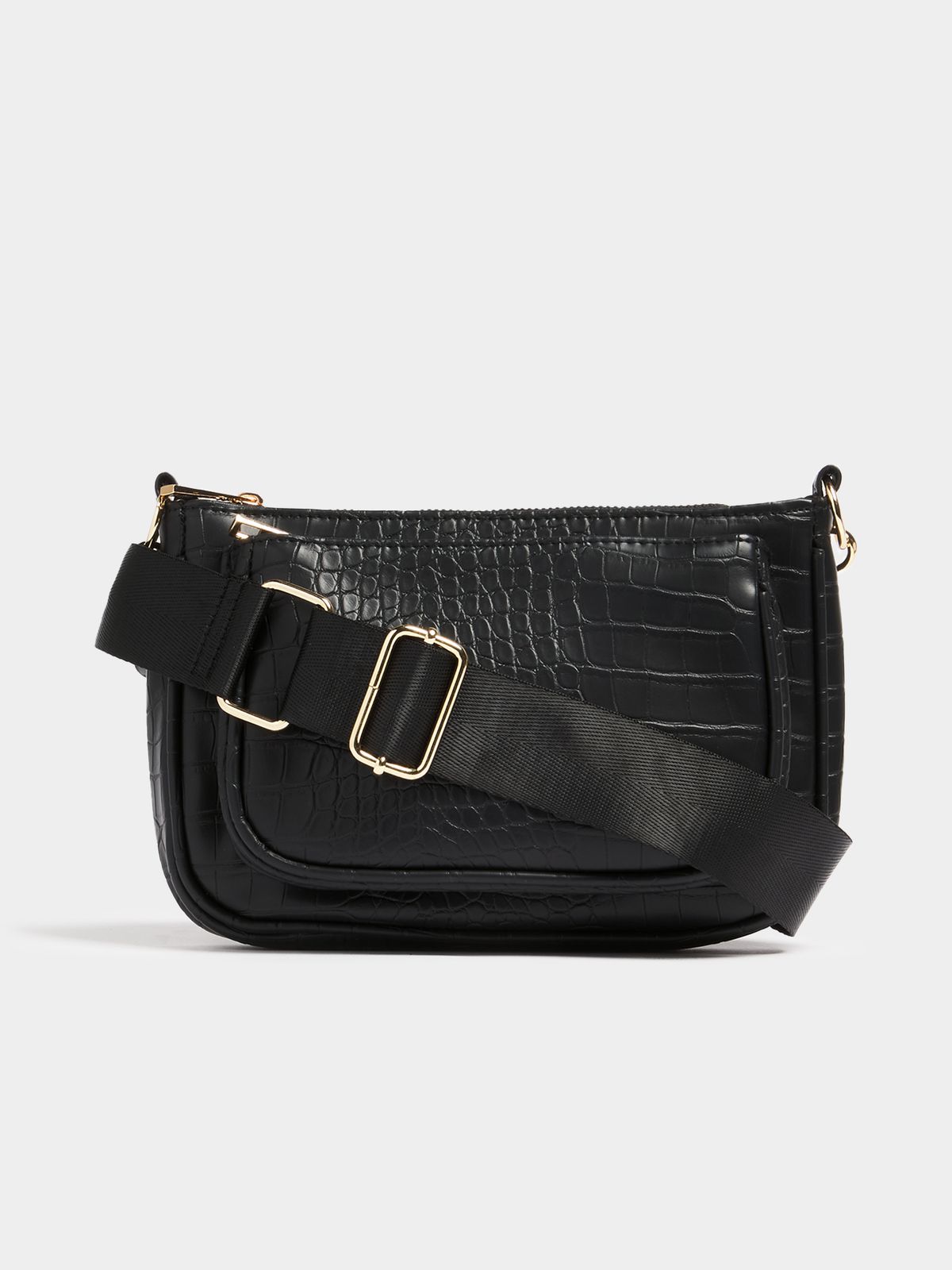 Exact Women's Black Faux Croc Crossbody Bag | Bash