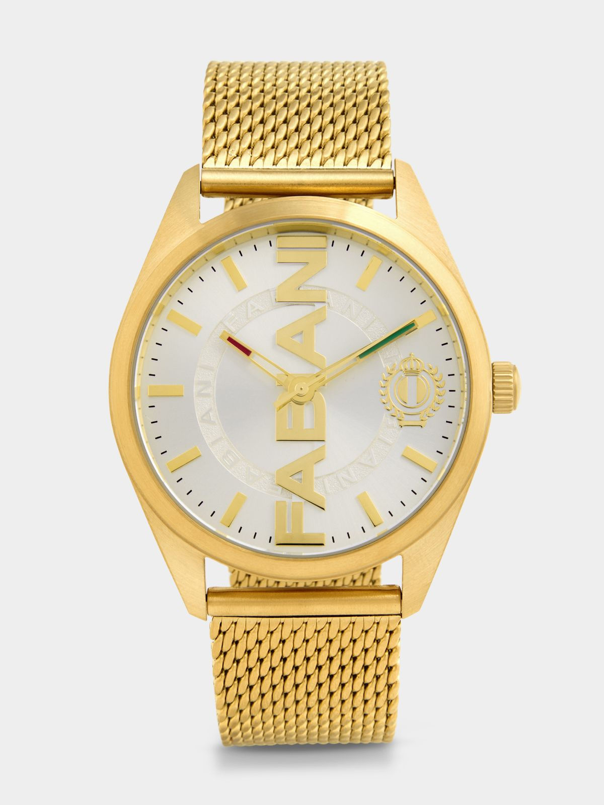 Fabiani Men's Debossed Fabiani Mesh Strap Gold/White Watch | Bash