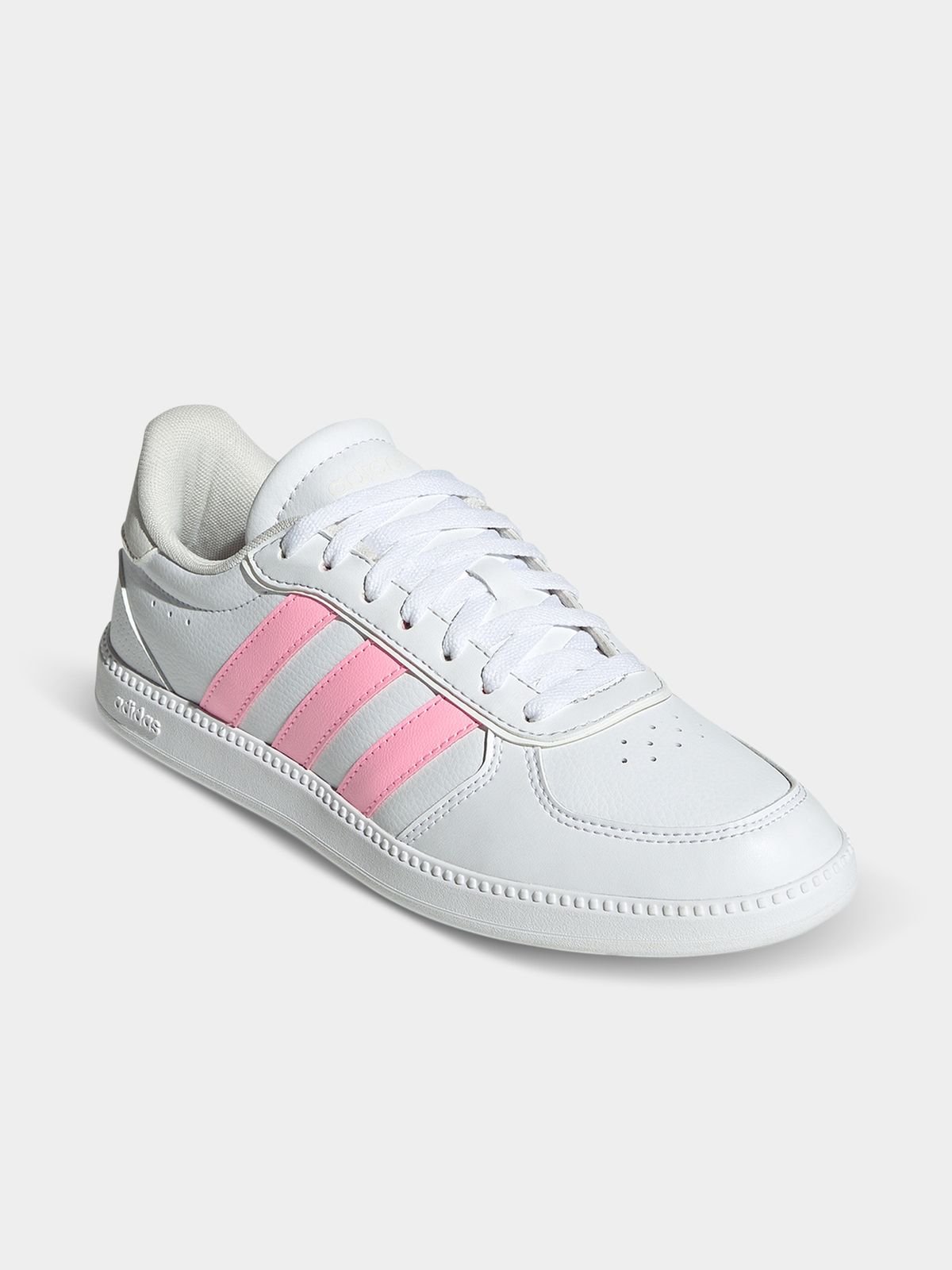 Womens adidas Breaknet Sleek White/Pink Spark Sneakers - Bash.com