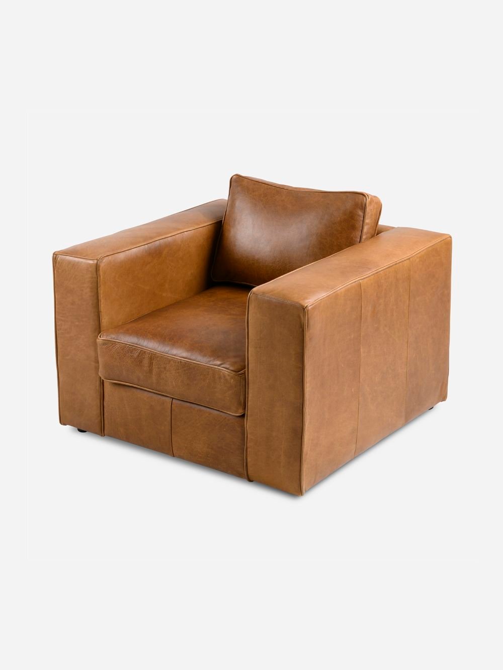 Huxley 1 Seater Couch Leather Sylvana Ginger - Bash.com