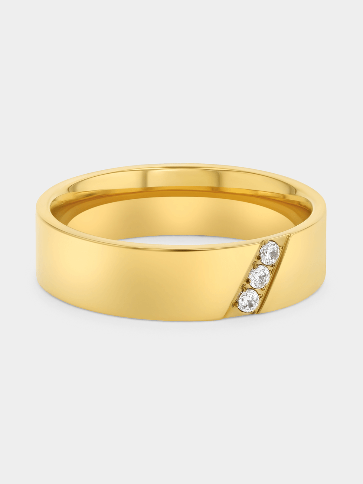 Gold Plated Stainless Steel Cubic Zirconia Diagonal Trio Ring | Bash