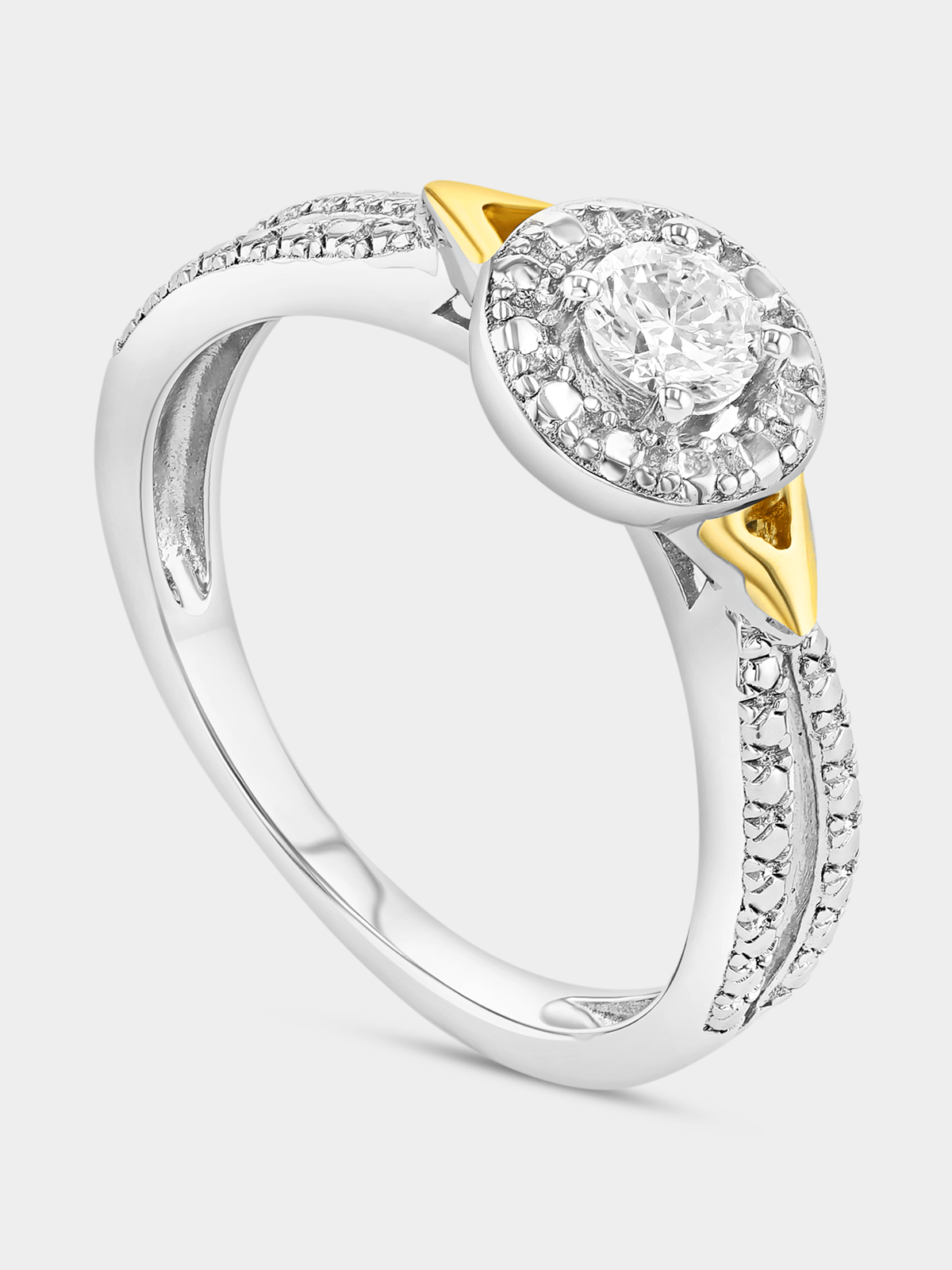 Yellow Gold & Sterling Silver 0.27ct Lab Grown Diamond Solitaire Illusion Ring | Bash