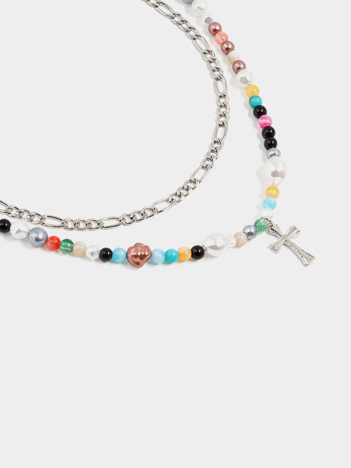 Men's Markham Multi Bead and Pearl Cross Multicolour Necklace Set | Bash