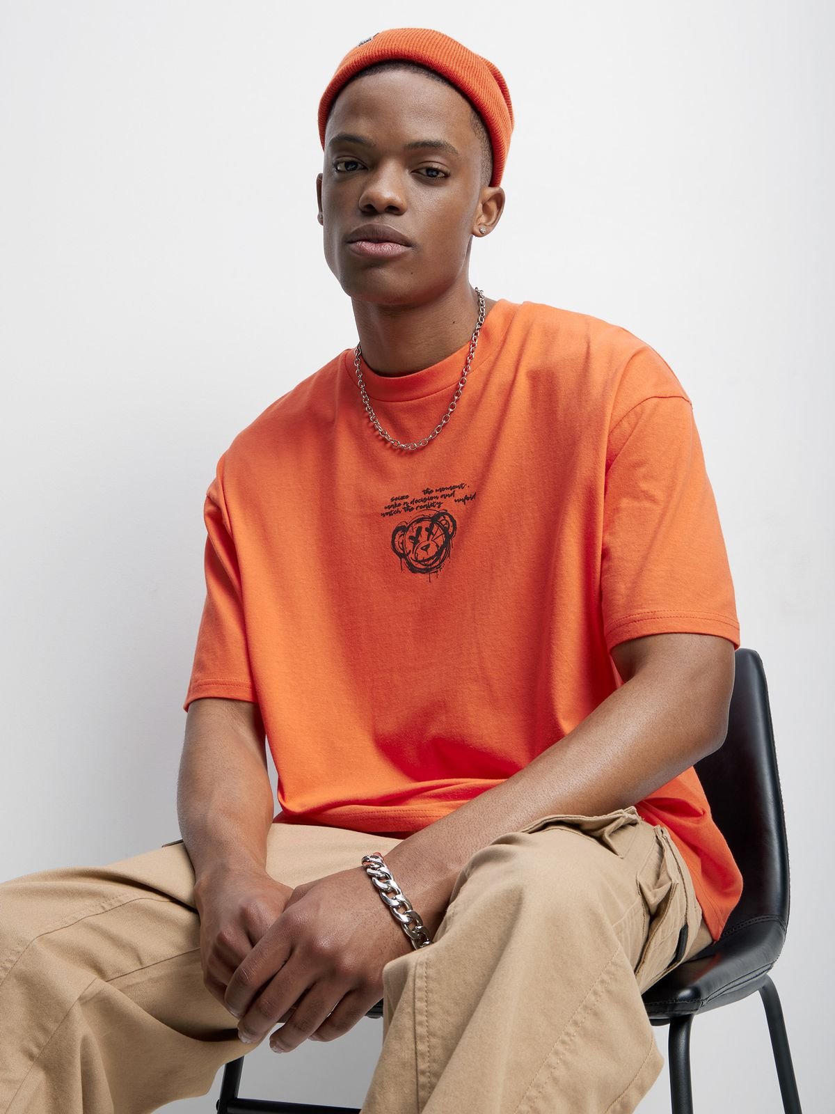 Men's Orange Unofficial Doodle Graphic Top | Bash
