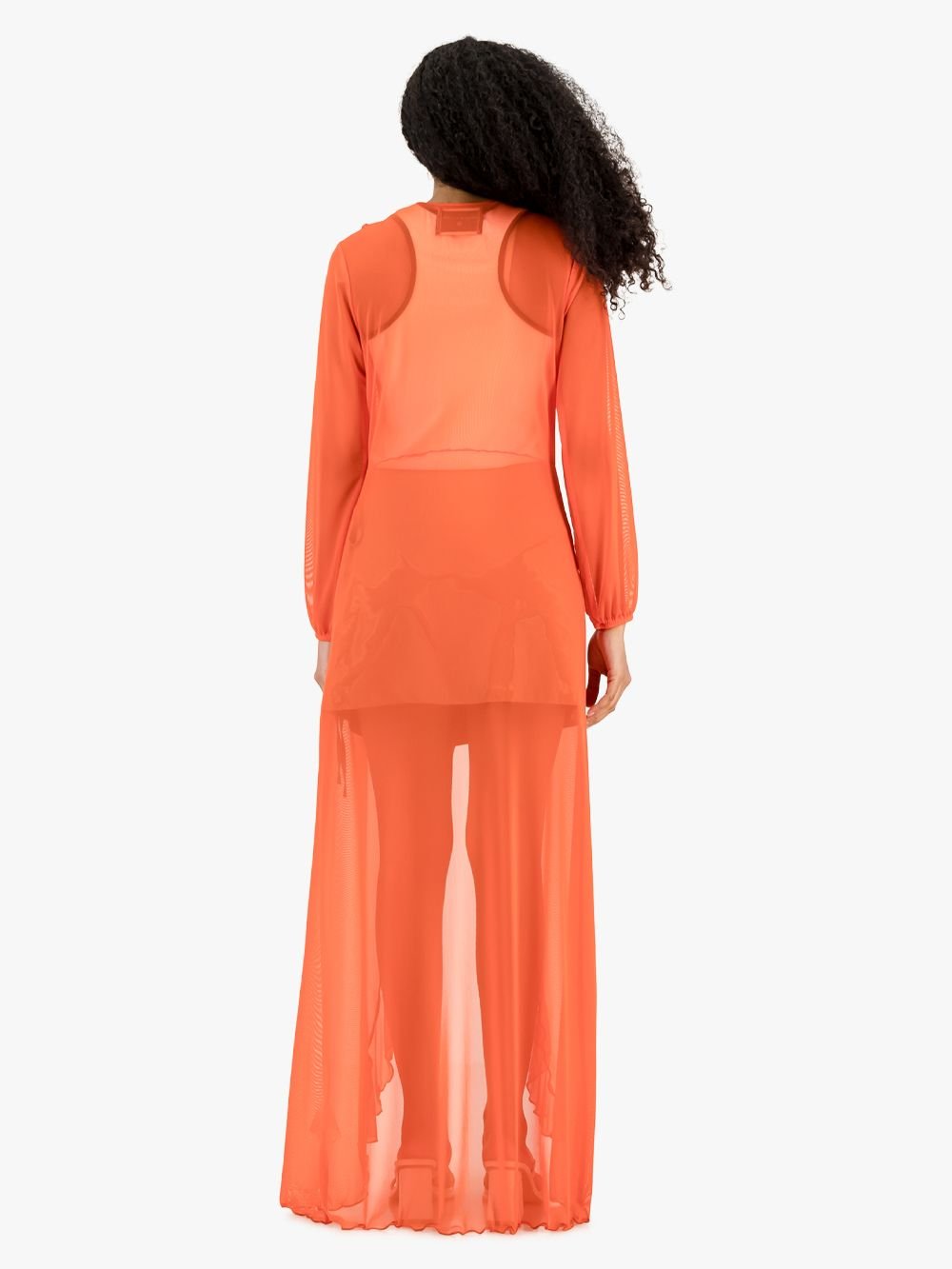 Women's Rosey & Vittori Orange Long Mesh Kimono with Frill | Bash