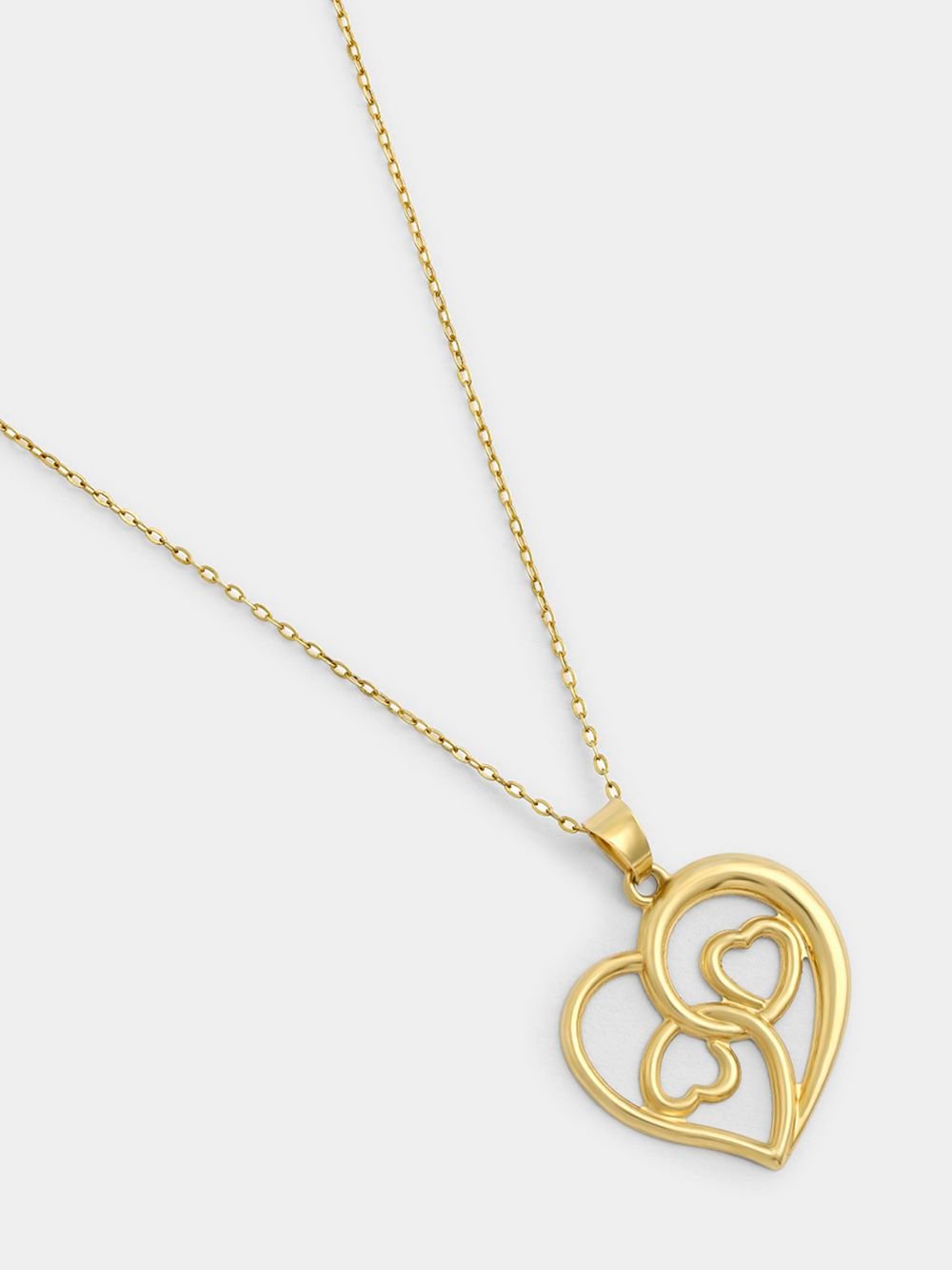Yellow Gold Twined Heart Pendant on Chain | Bash