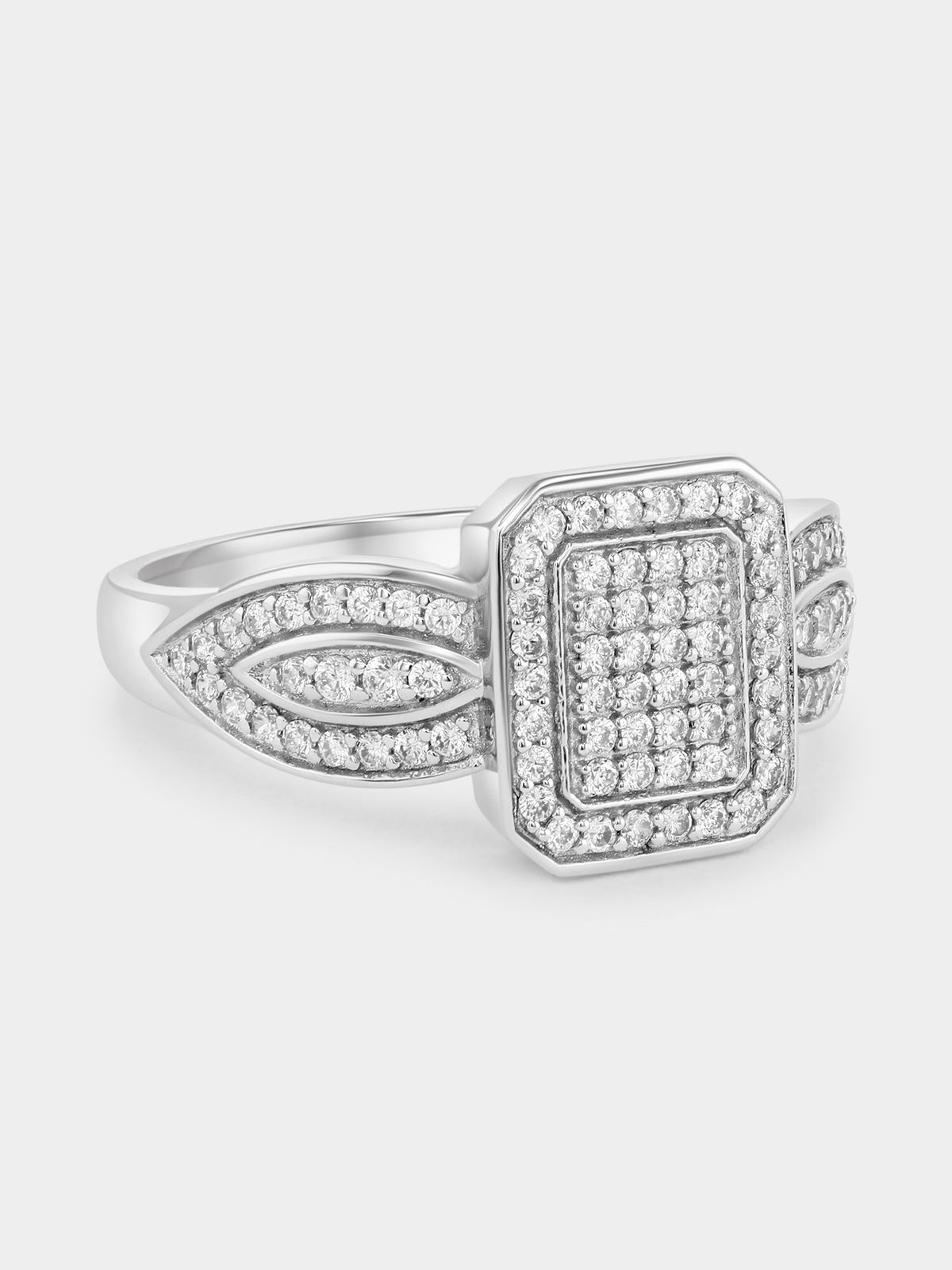 Cheté Sterling Silver Cubic Zirconia Rectangle Halo Pavé Ring | Bash