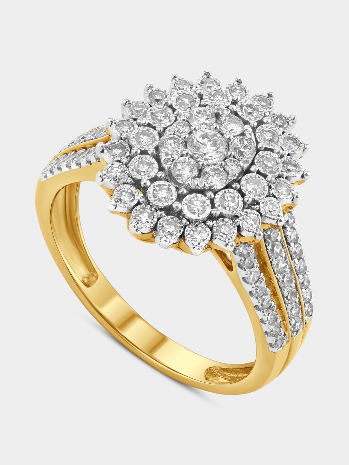 Yellow Gold 0.8ct Lab Grown Diamond Oval Cluster Ring | Bash