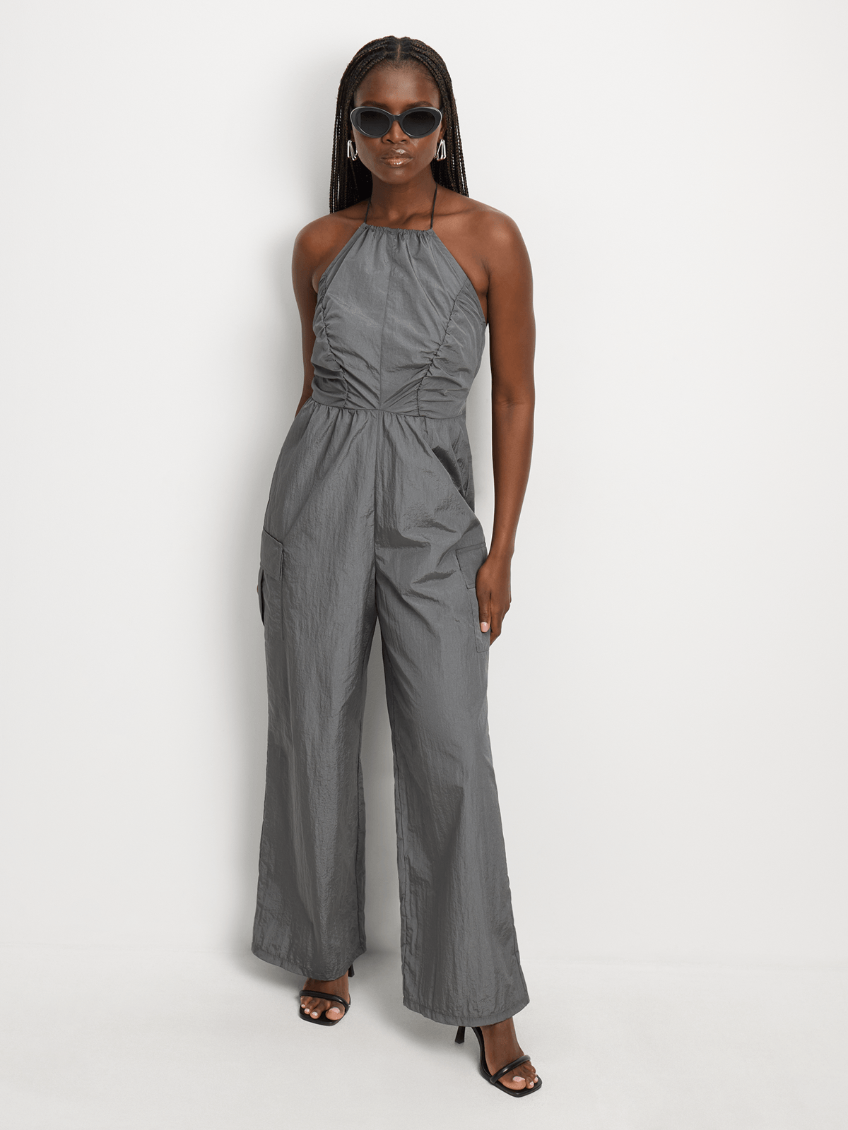 The FIX Women's Grey Utility Halterneck Jumpsuit | Bash