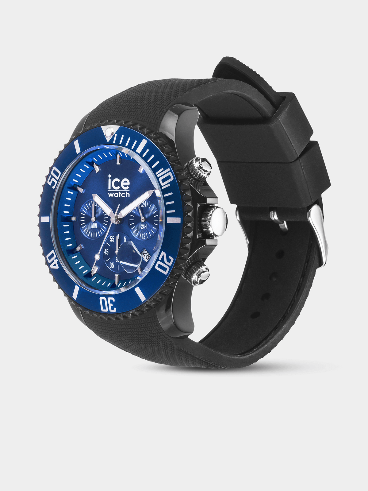 Ice Chrono Black Blue Silicone Watch | Bash