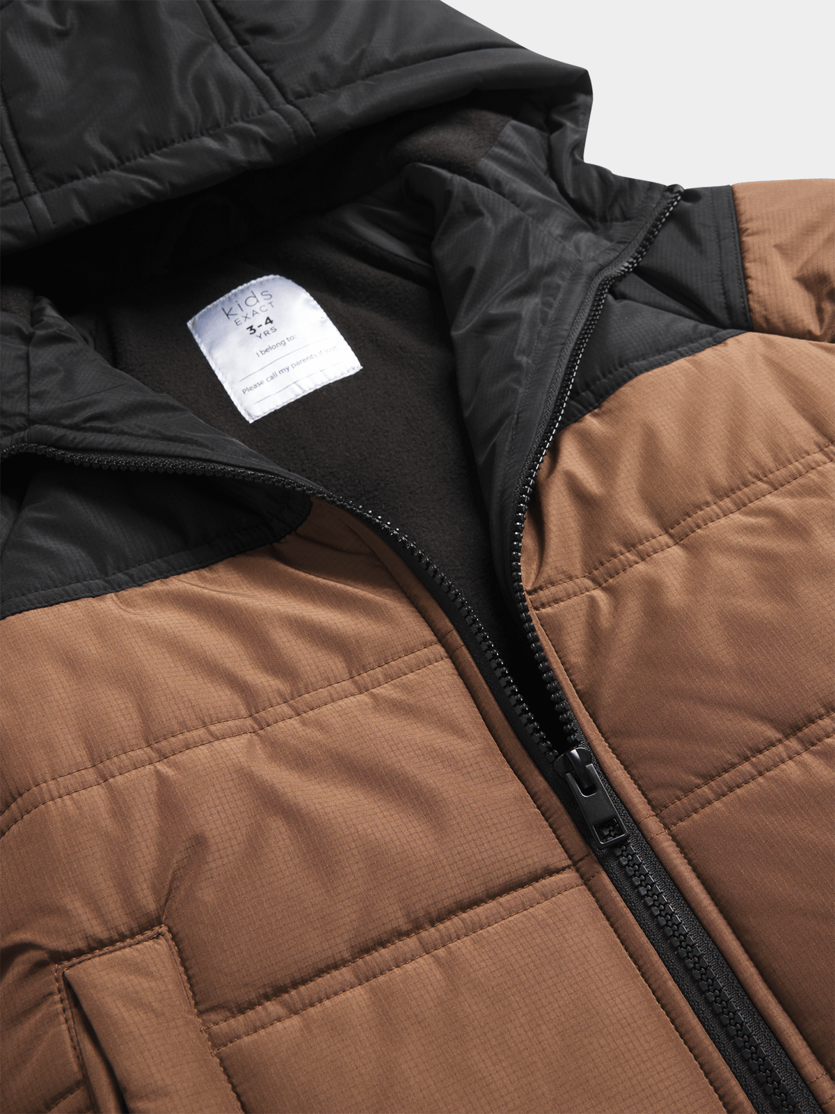 Exact Younger Boy's Brown & Black Long Puffer Jacket | Bash