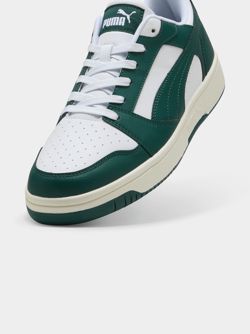 Puma Mens Rebound v6 Green/White Sneakers | Bash