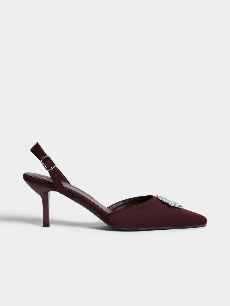 Exact Women's Burgundy Slingback Heels - Bash.com